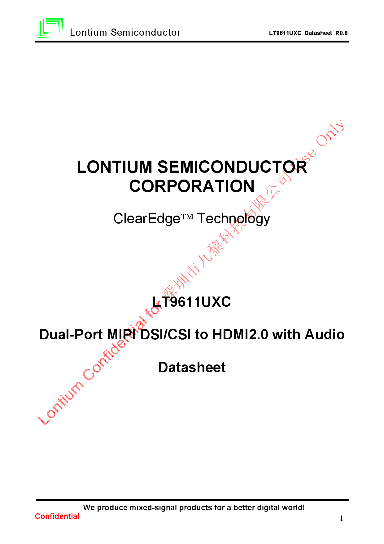 LT9611UXC_（Lontium(龙迅)）LT9611UXC中文资料_价格_PDF手册-立创电子商城