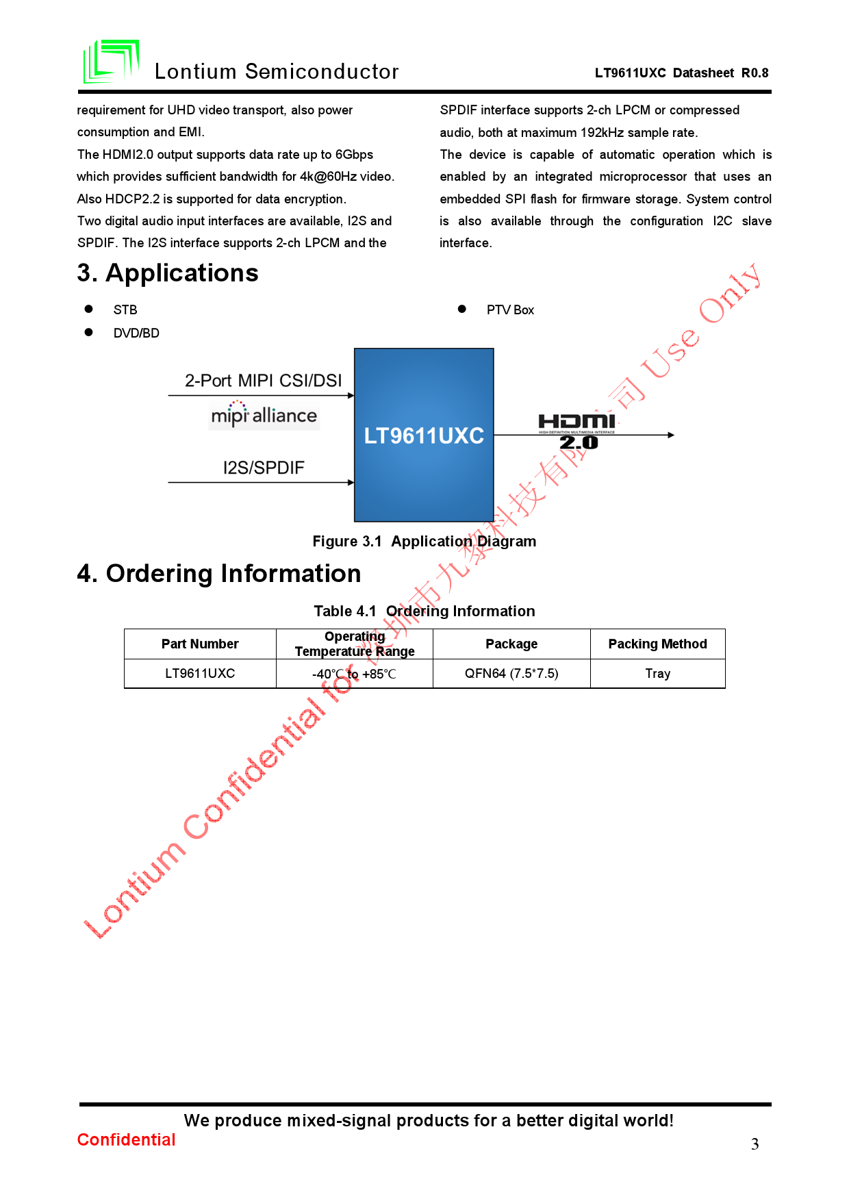 LT9611UXC_（Lontium(龙迅)）LT9611UXC中文资料_价格_PDF手册-立创电子商城