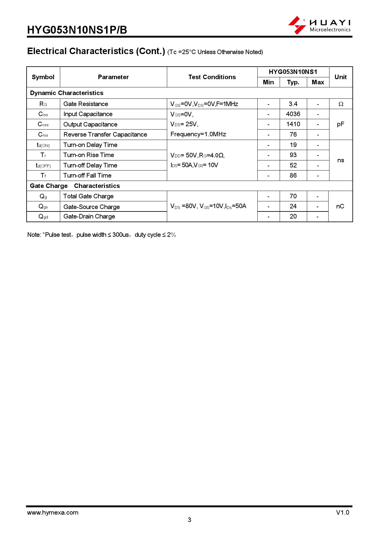 HYG053N10NS1P_（HUAYI(华羿微)）HYG053N10NS1P中文资料_价格_PDF手册-立创电子商城
