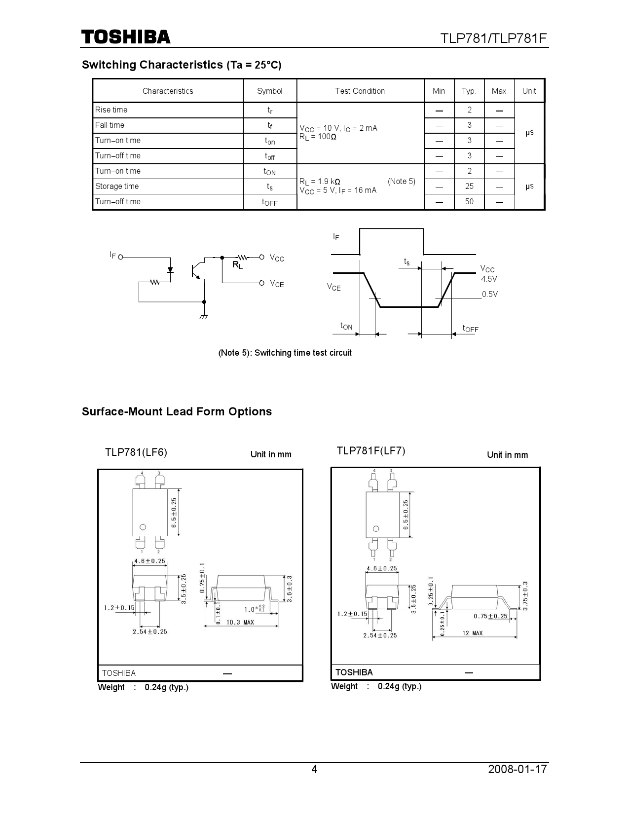 TLP781(BL-TP6,F)_（TOSHIBA(东芝)）TLP781(BL-TP6,F)中文资料_价格_PDF手册-立创电子商城