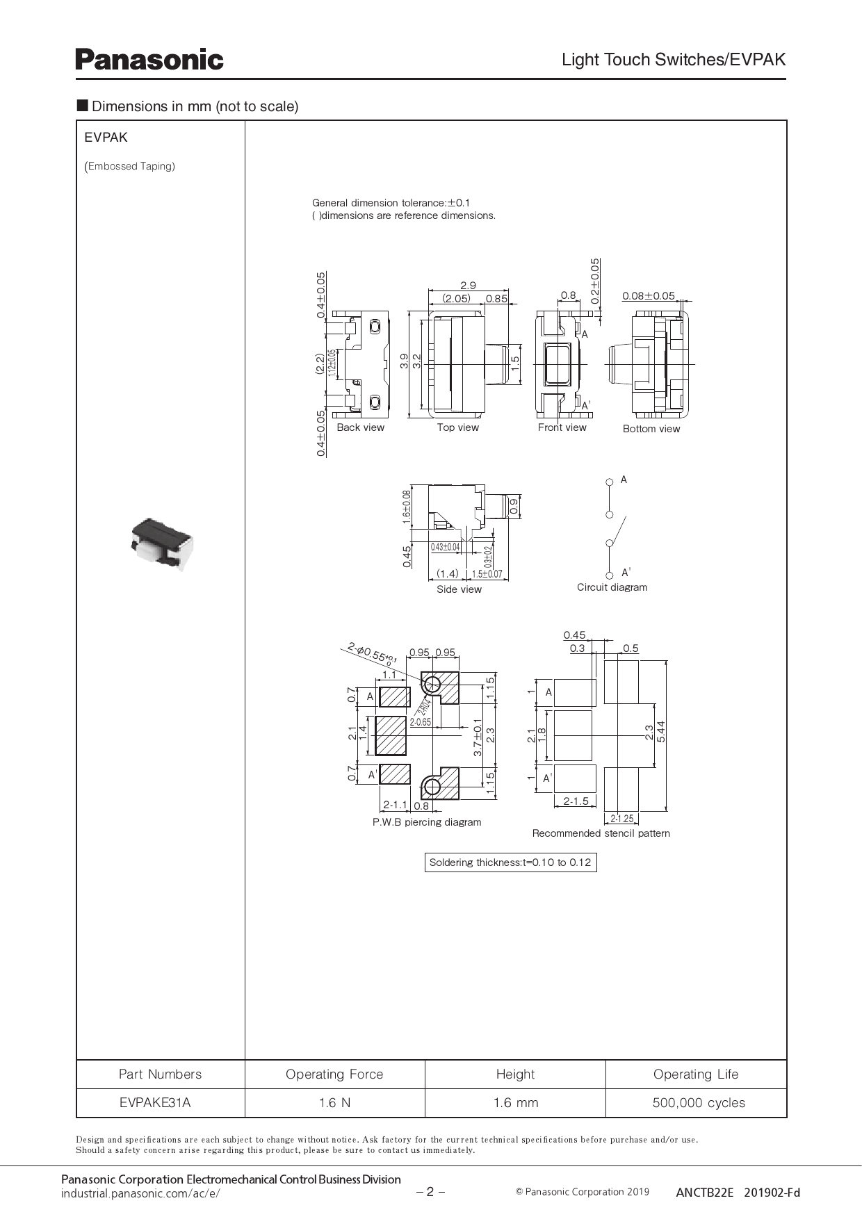 EVPAKE31A_（PANASONIC(松下)）EVPAKE31A中文资料_价格_PDF手册-立创电子商城