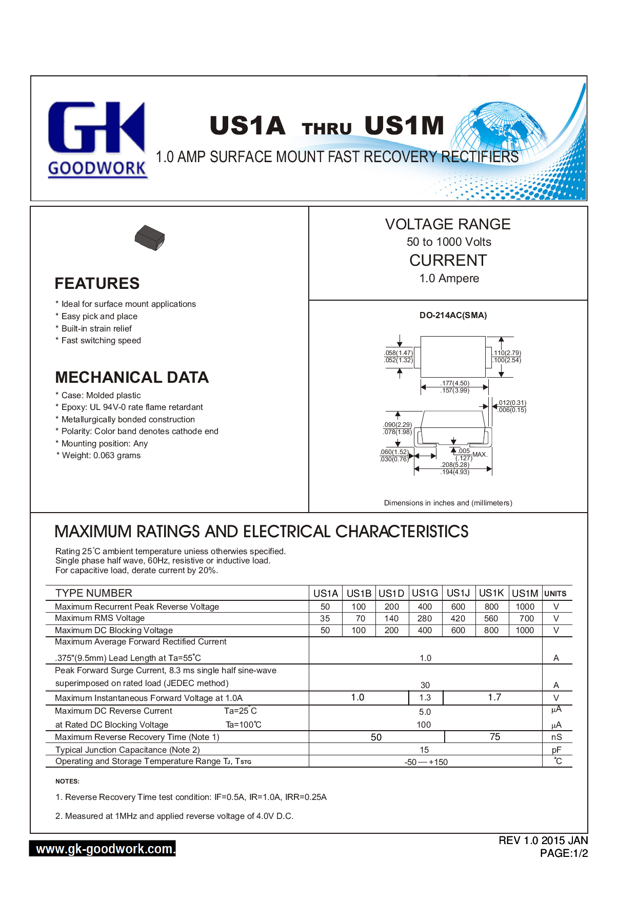 US1D_（GOODWORK(固得沃克)）US1D中文资料_价格_PDF手册-立创电子商城
