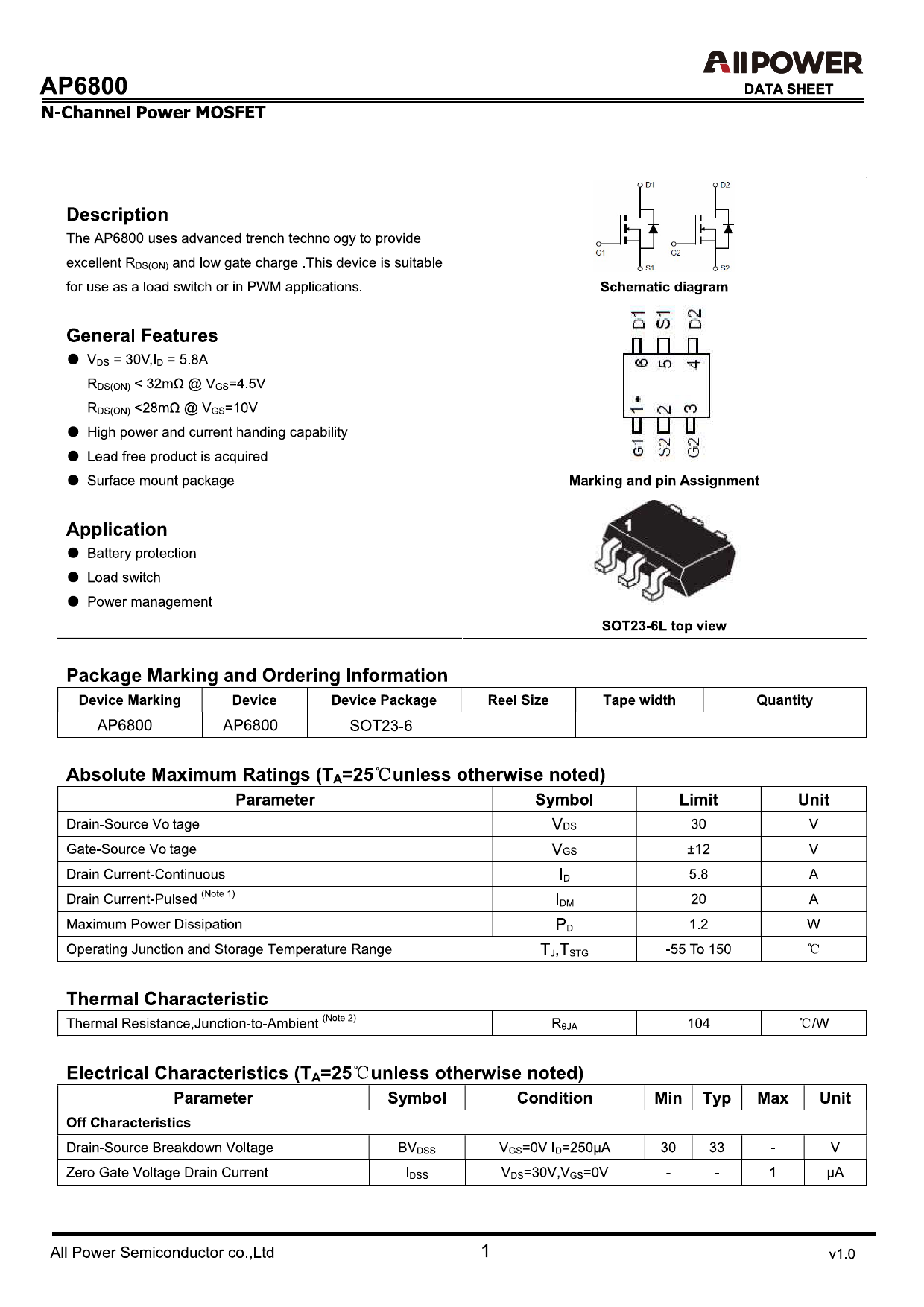 AP6800_（ALLPOWER(铨力)）AP6800中文资料_价格_PDF手册-立创电子商城