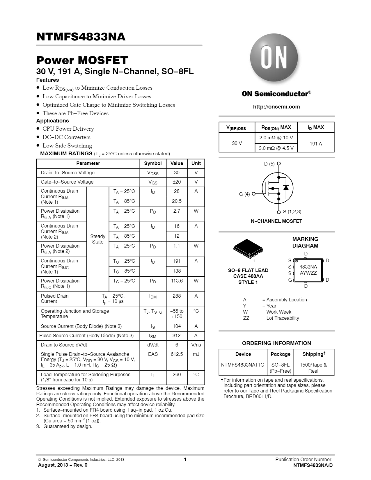 NTMFS4833NAT1G_（onsemi(安森美)）NTMFS4833NAT1G中文资料_价格_PDF手册-立创电子商城
