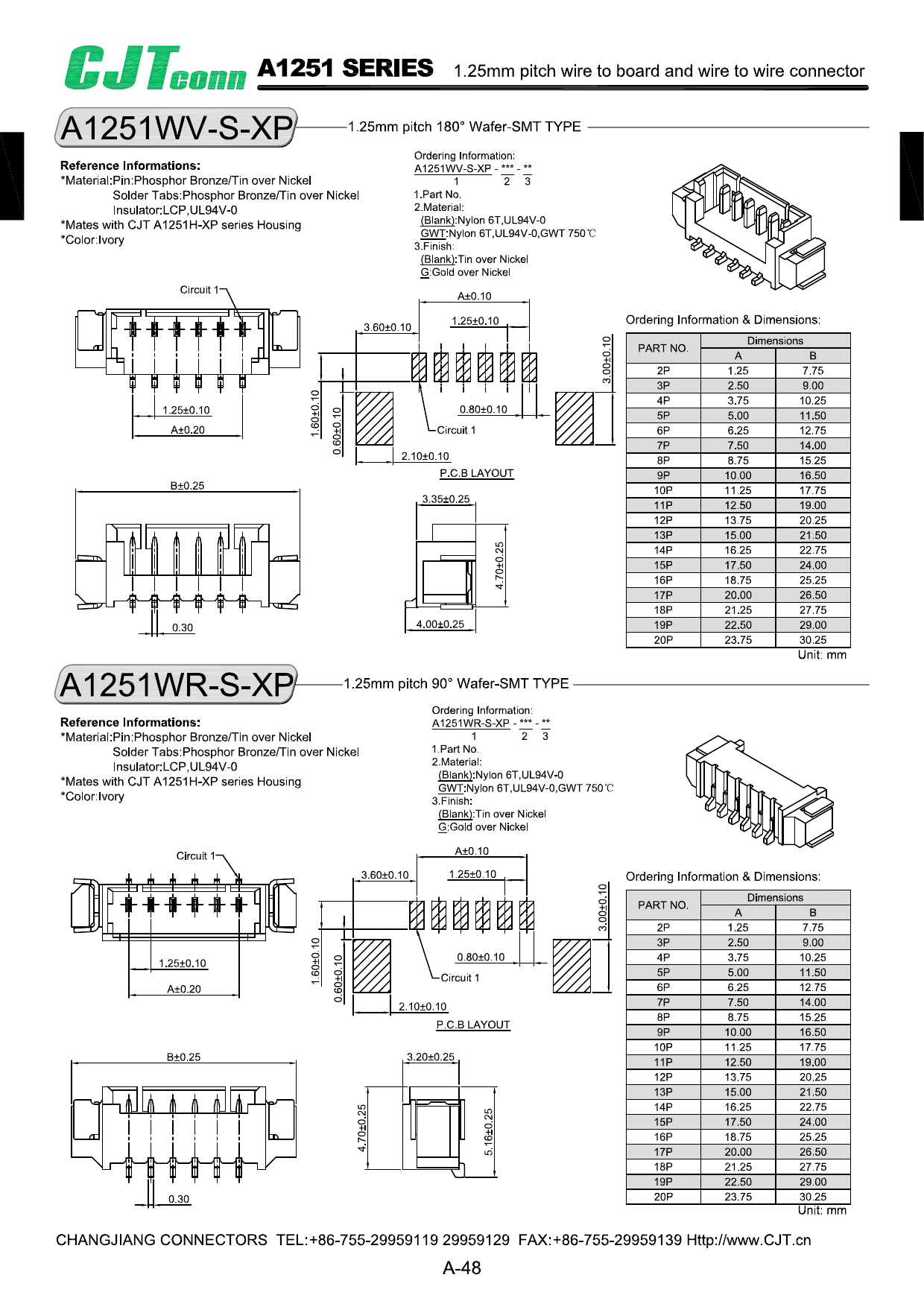 A1251WV-4P_（CJT(长江连接器)）A1251WV-4P中文资料_价格_PDF手册-立创电子商城