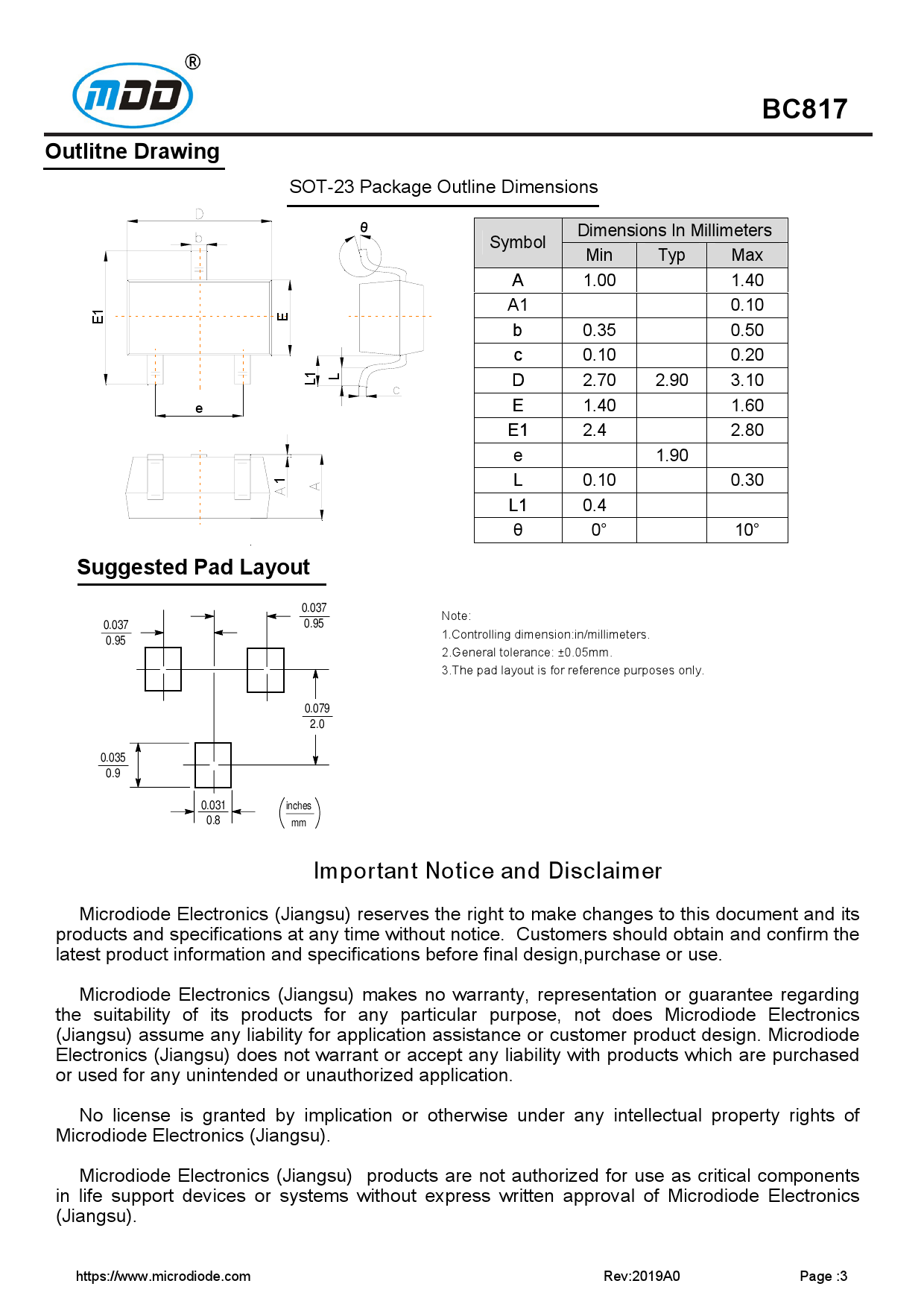 BC817-25_（MDD）BC817-25中文资料_价格_PDF手册-立创电子商城