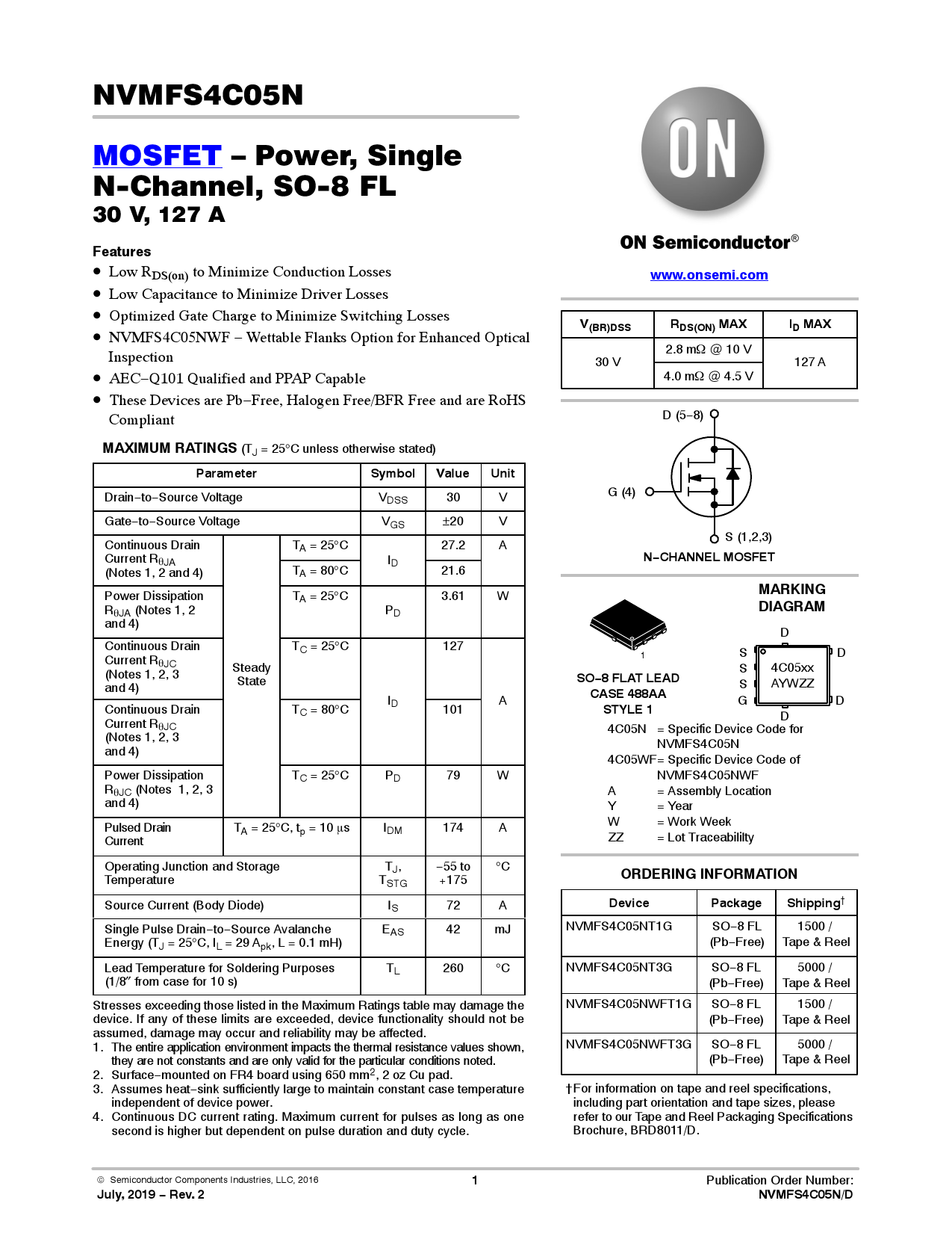 NVMFS4C05NT1G_（onsemi(安森美)）NVMFS4C05NT1G中文资料_价格_PDF手册-立创电子商城