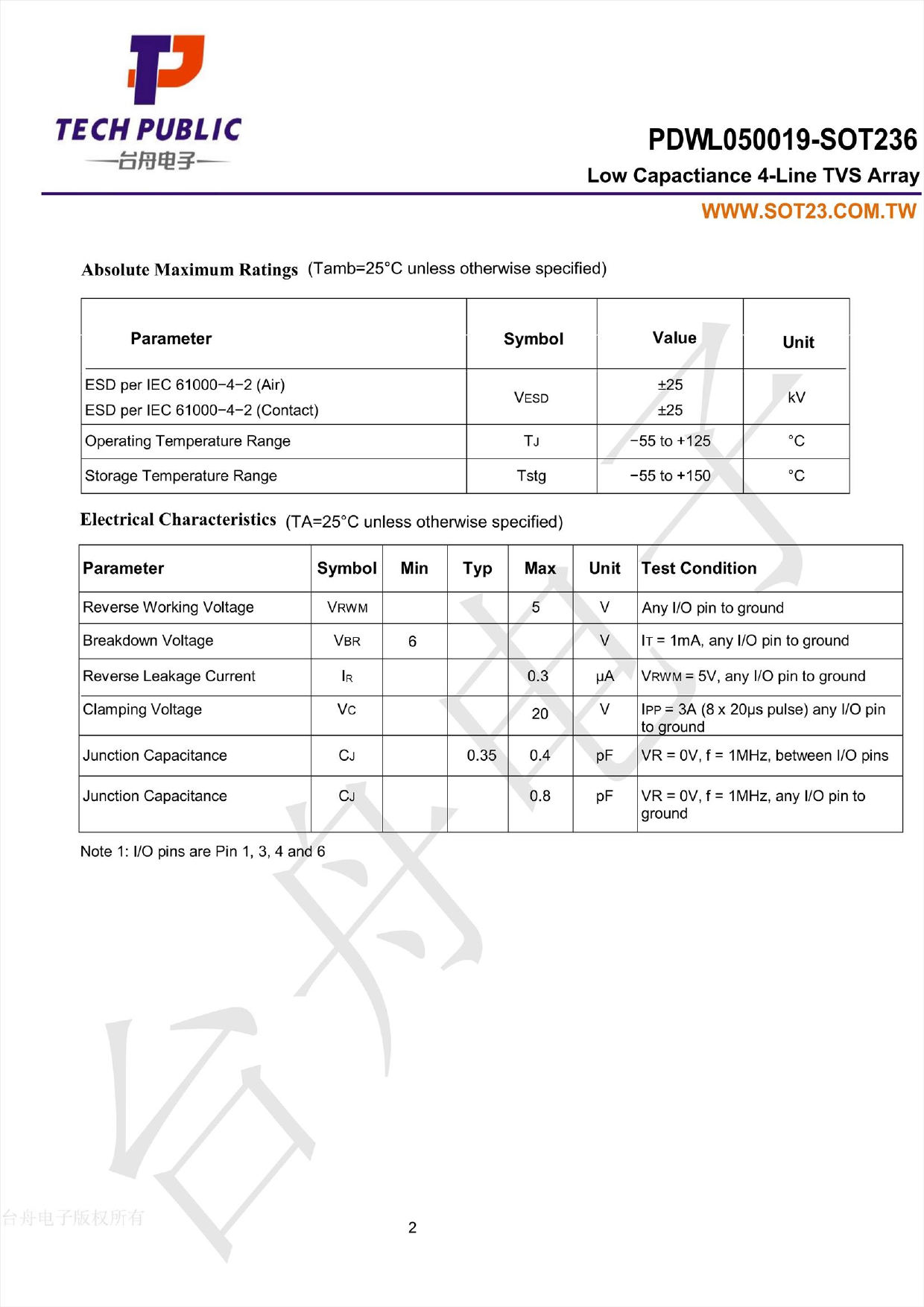 PDWL050019-SOT236_（TECH PUBLIC(台舟)）PDWL050019-SOT236中文资料_价格_PDF手册-立创电子商城