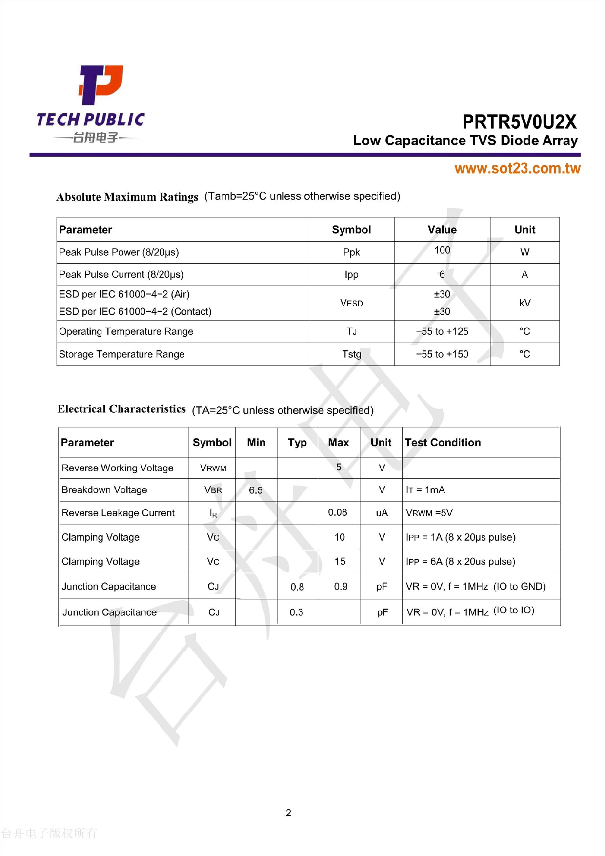 PRTR5V0U2X_（TECH PUBLIC(台舟)）PRTR5V0U2X中文资料_价格_PDF手册-立创电子商城
