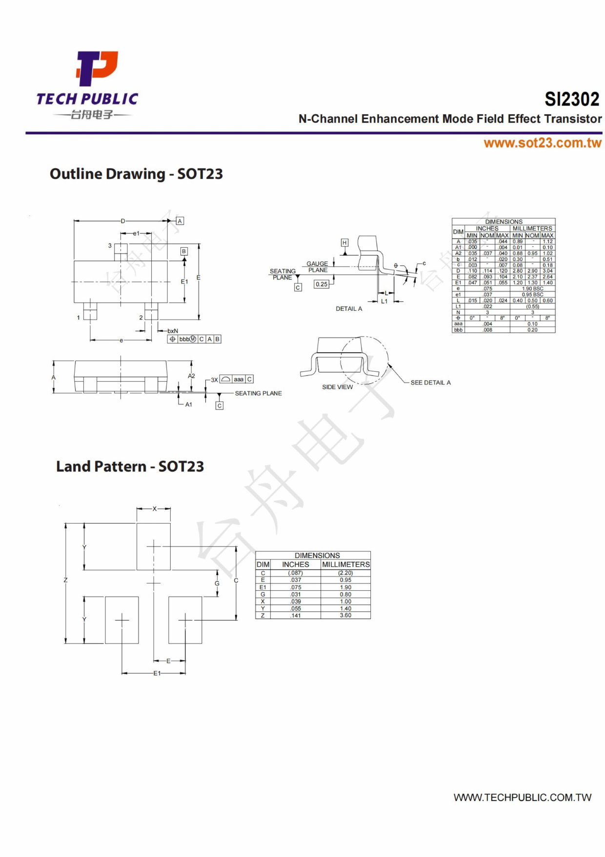 SI2302_（TECH PUBLIC(台舟)）SI2302中文资料_价格_PDF手册-立创电子商城