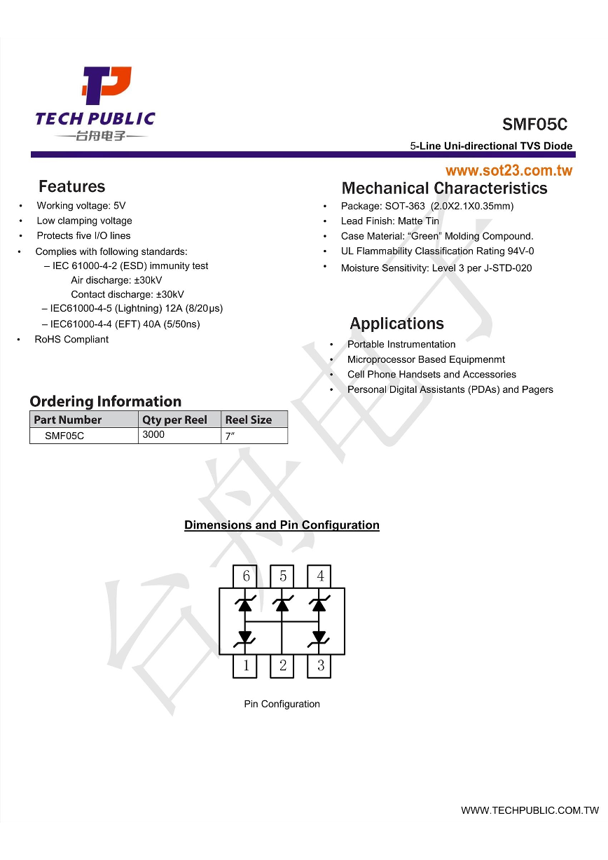 SMF05C_（TECH PUBLIC(台舟)）SMF05C中文资料_价格_PDF手册-立创电子商城