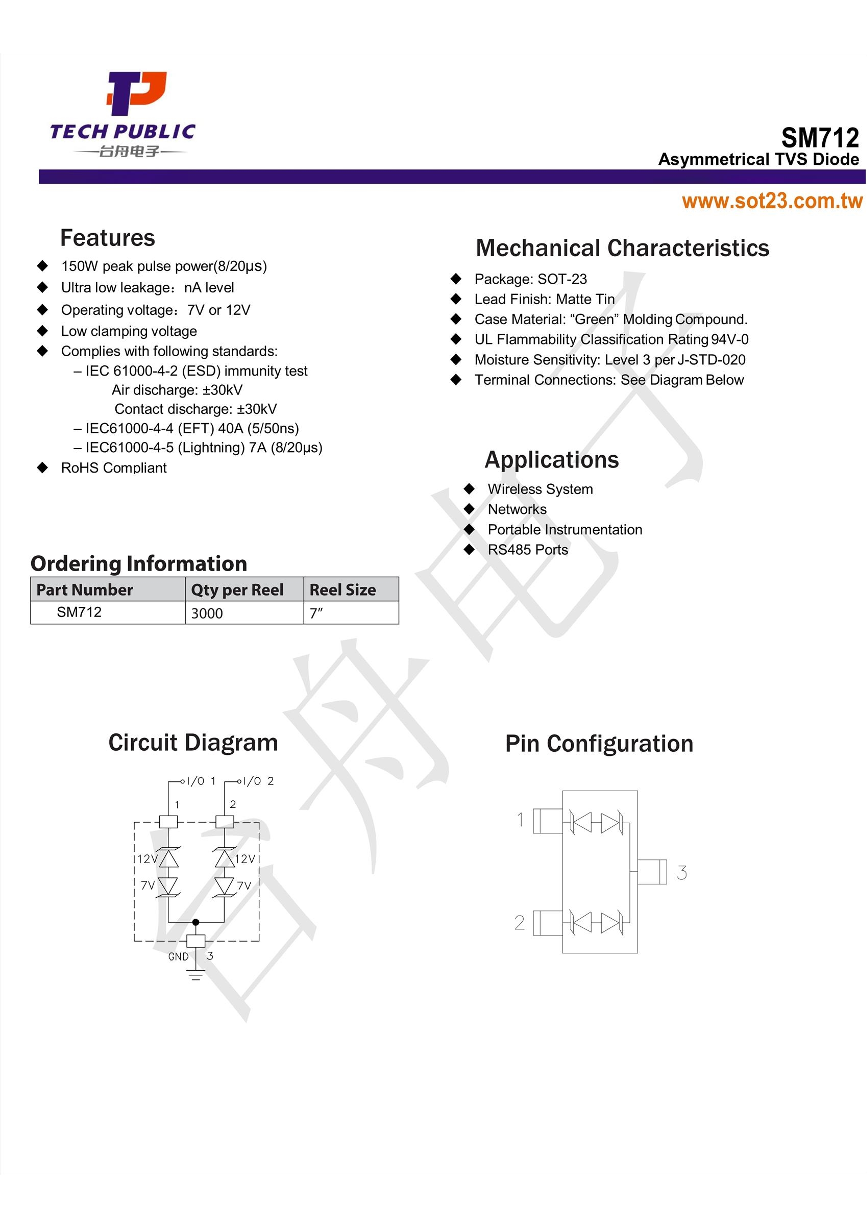 SM712_（TECH PUBLIC(台舟)）SM712中文资料_价格_PDF手册-立创电子商城