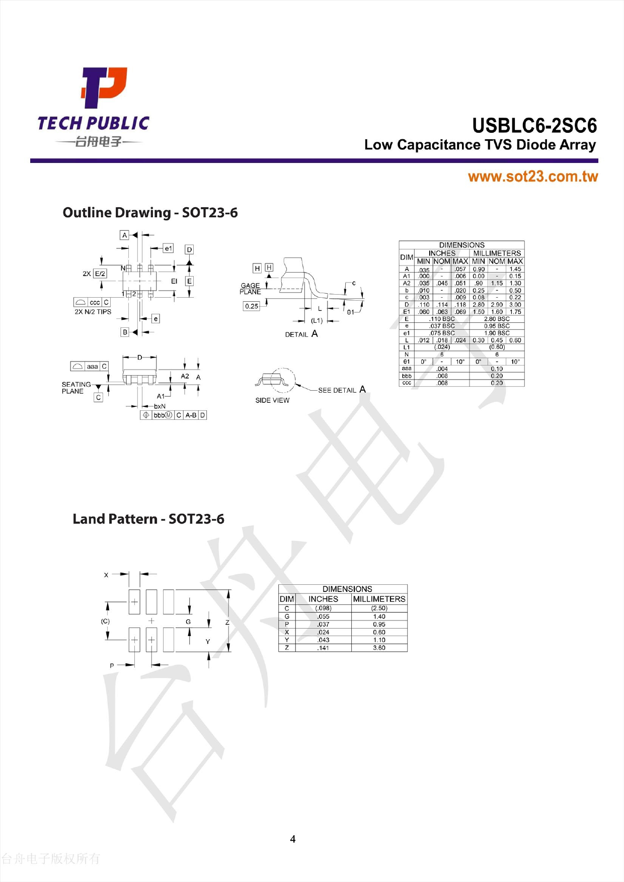 USBLC6-2SC6_（TECH PUBLIC(台舟)）USBLC6-2SC6中文资料_价格_PDF手册-立创电子商城