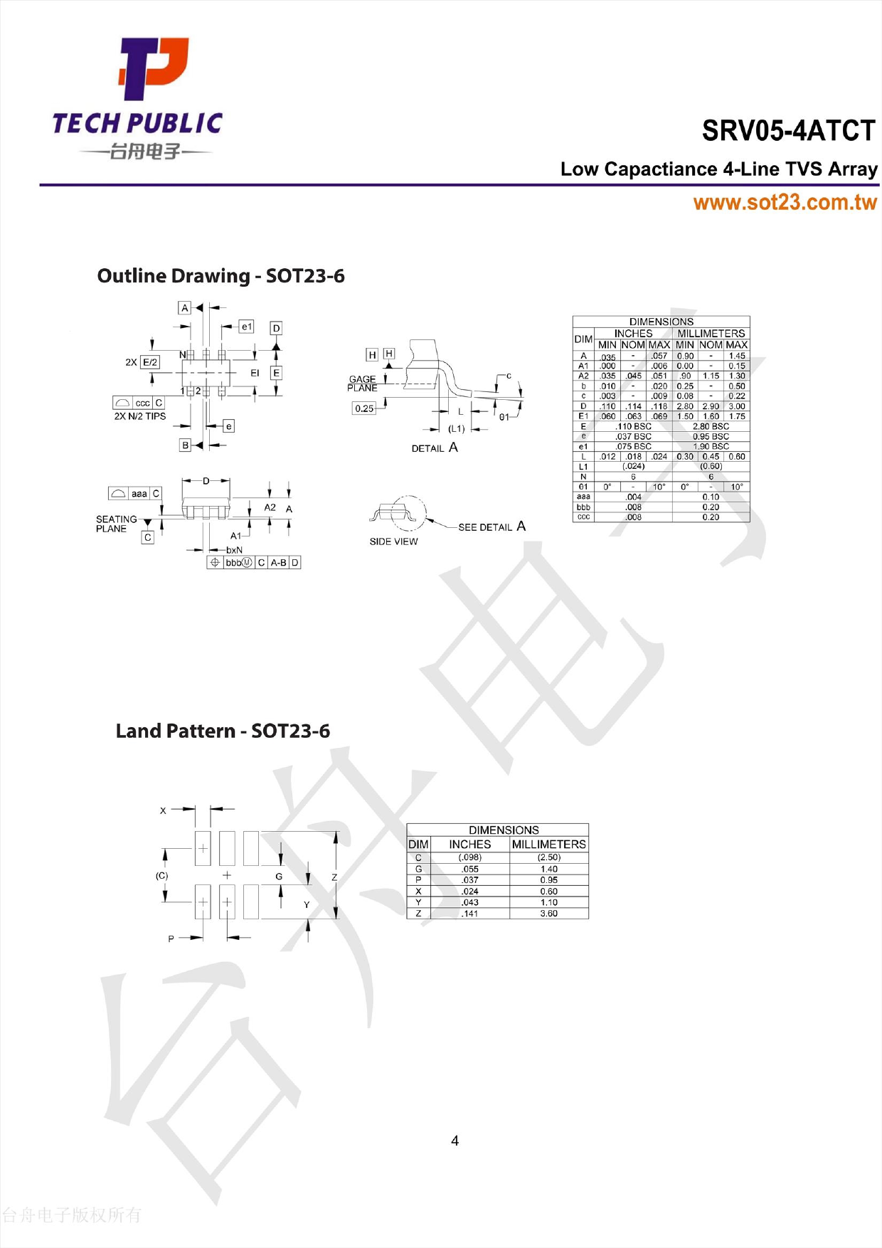 SRV05-4ATCT_（TECH PUBLIC(台舟)）SRV05-4ATCT中文资料_价格_PDF手册-立创电子商城