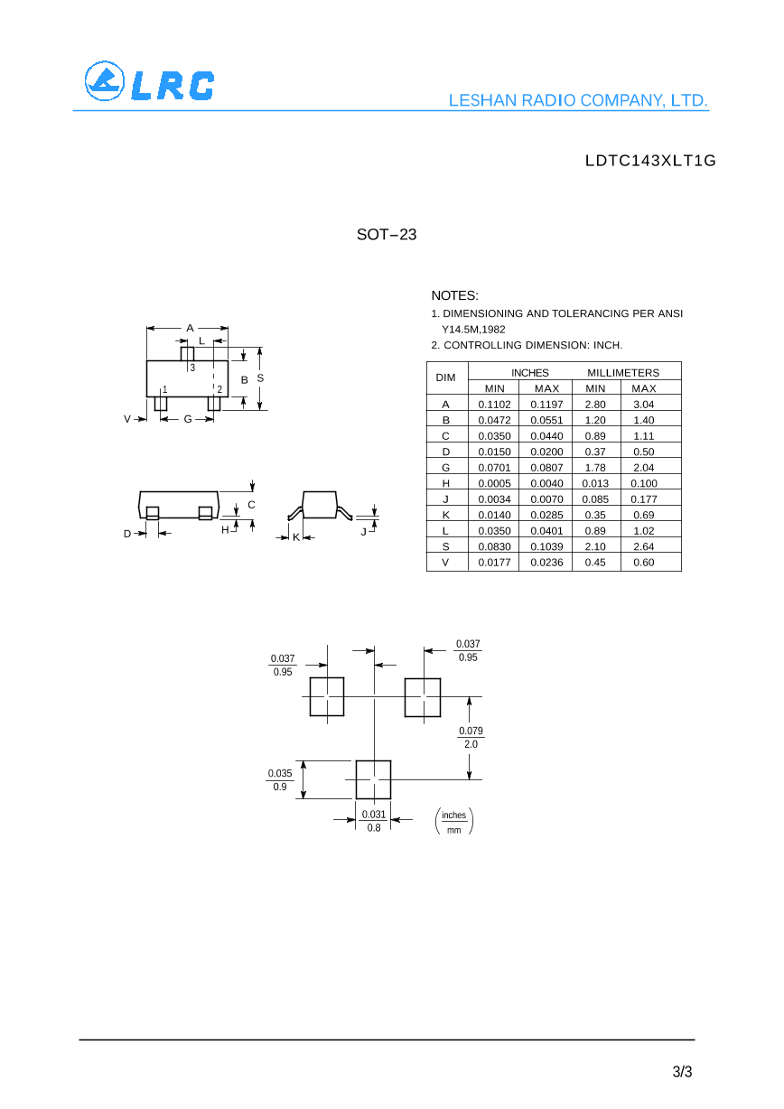 LDTC143XLT1G_（LRC(乐山无线电)）LDTC143XLT1G中文资料_价格_PDF手册-立创电子商城
