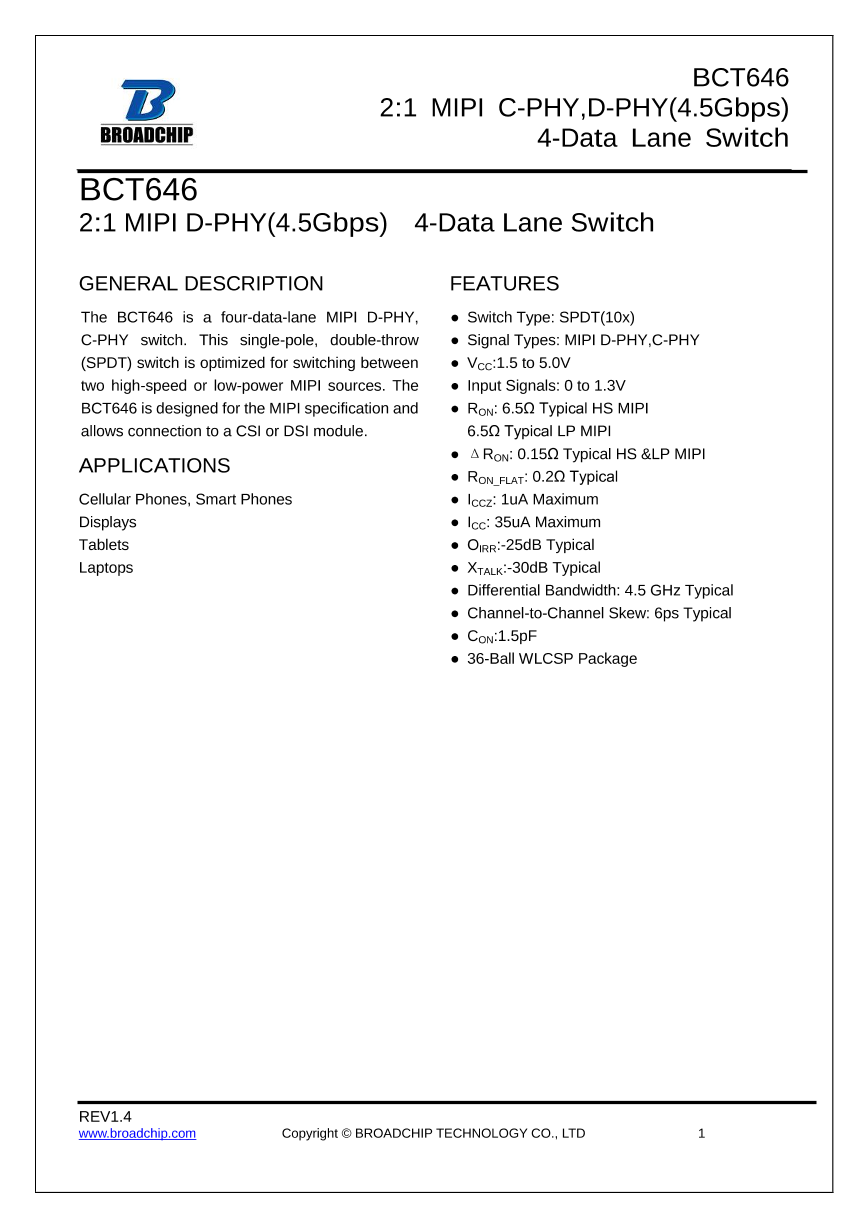 BCT646EWX-TR_（BROADCHIP(广芯电子)）BCT646EWX-TR中文资料_价格_PDF手册-立创电子商城