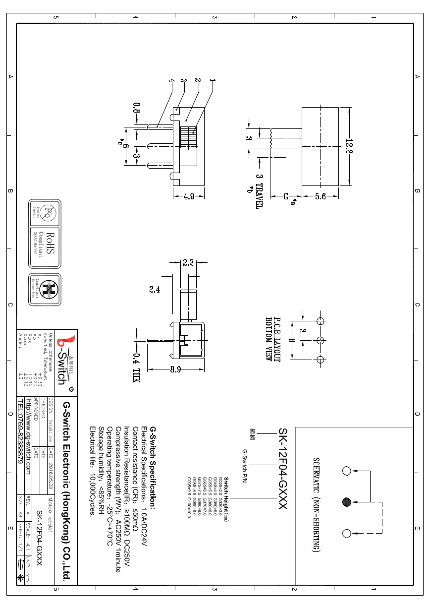 SK-12F04-G050_（G-Switch(品赞)）SK-12F04-G050中文资料_价格_PDF手册-立创电子商城