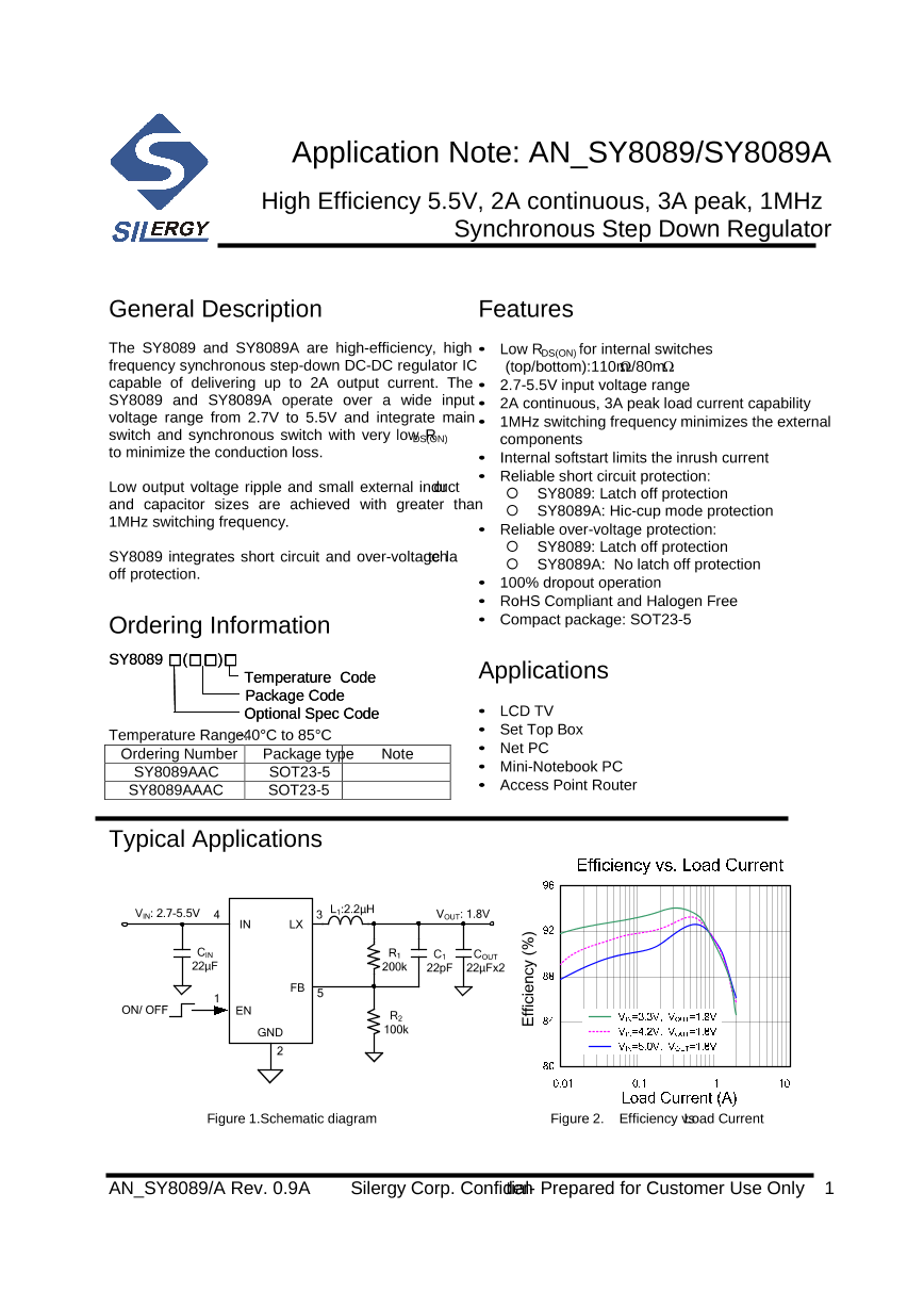 SY8089AAAC_（silergy(矽力杰)）SY8089AAAC中文资料_价格_PDF手册-立创电子商城