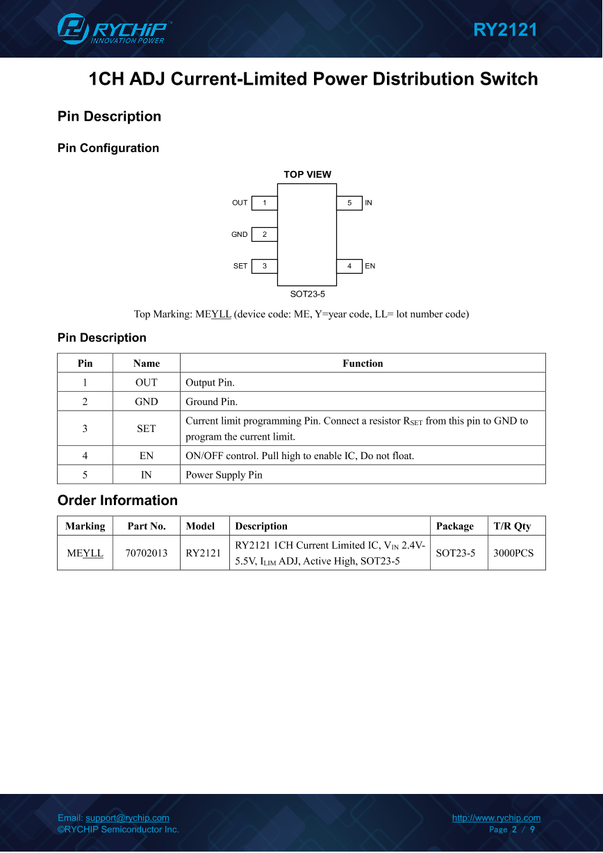 RY2121_（RYCHiP(蕊源)）RY2121中文资料_价格_PDF手册-立创电子商城