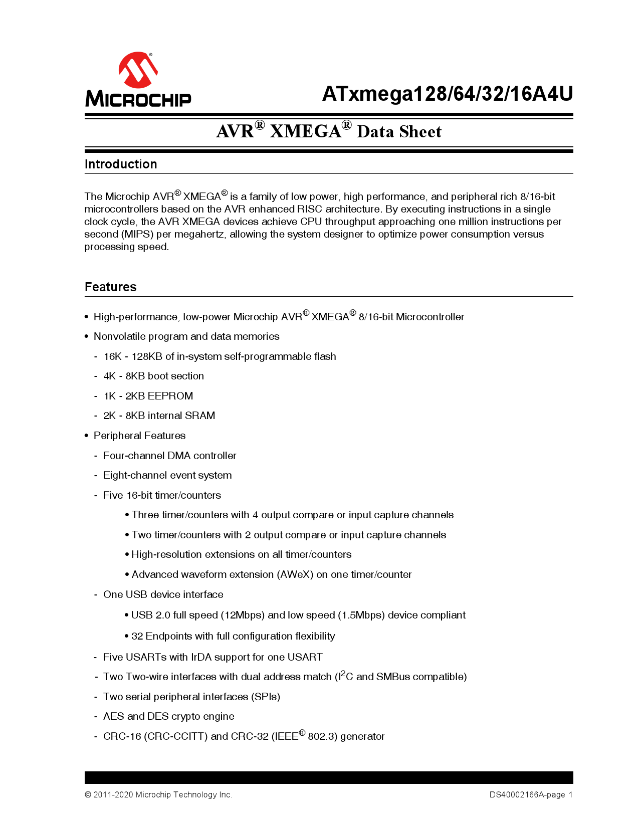 ATXMEGA32A4U-AU_（MICROCHIP(美国微芯)）ATXMEGA32A4U-AU中文资料_价格_PDF手册-立创电子商城