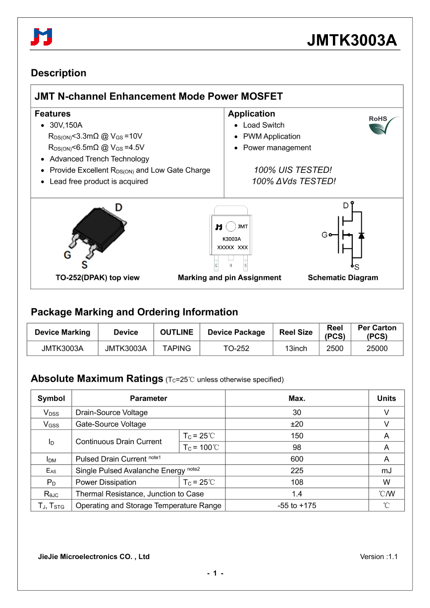 JMTK3003A_（JJW(捷捷微)）JMTK3003A中文资料_价格_PDF手册-立创电子商城