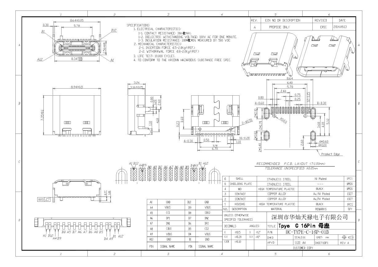 HC-TYPE-C-16P-01B_（HCTL(华灿天禄)）HC-TYPE-C-16P-01B中文资料_价格_PDF手册-立创电子商城