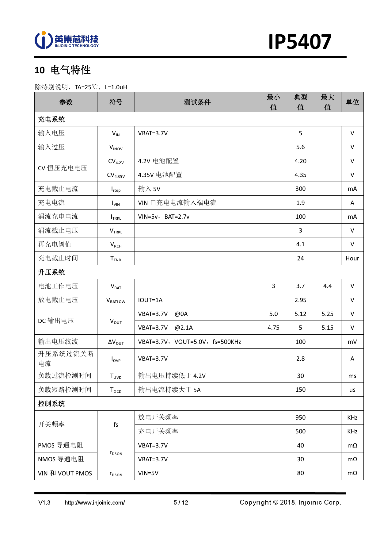 IP5407_（INJOINIC(英集芯)）IP5407中文资料_价格_PDF手册-立创电子商城