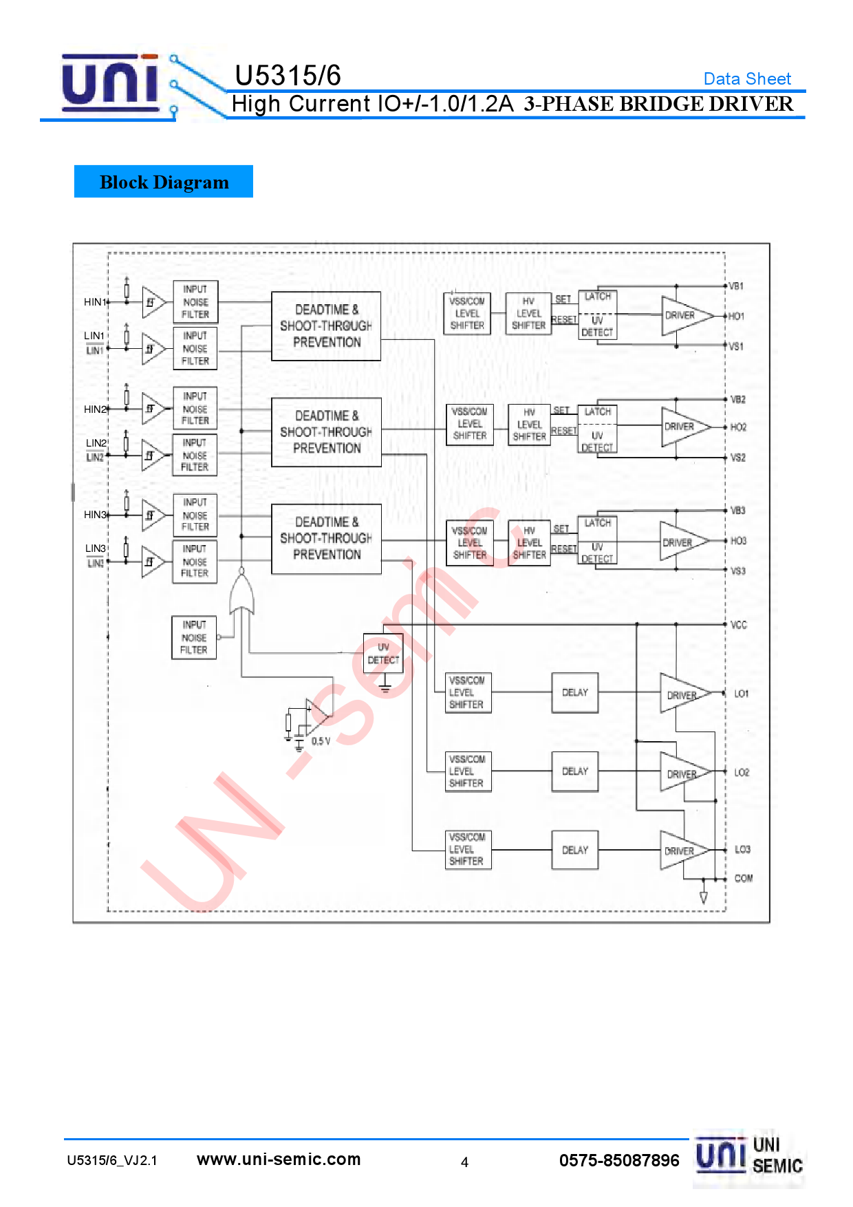 U5315_（UNI-SEMI(宇力半导体)）U5315中文资料_价格_PDF手册-立创电子商城