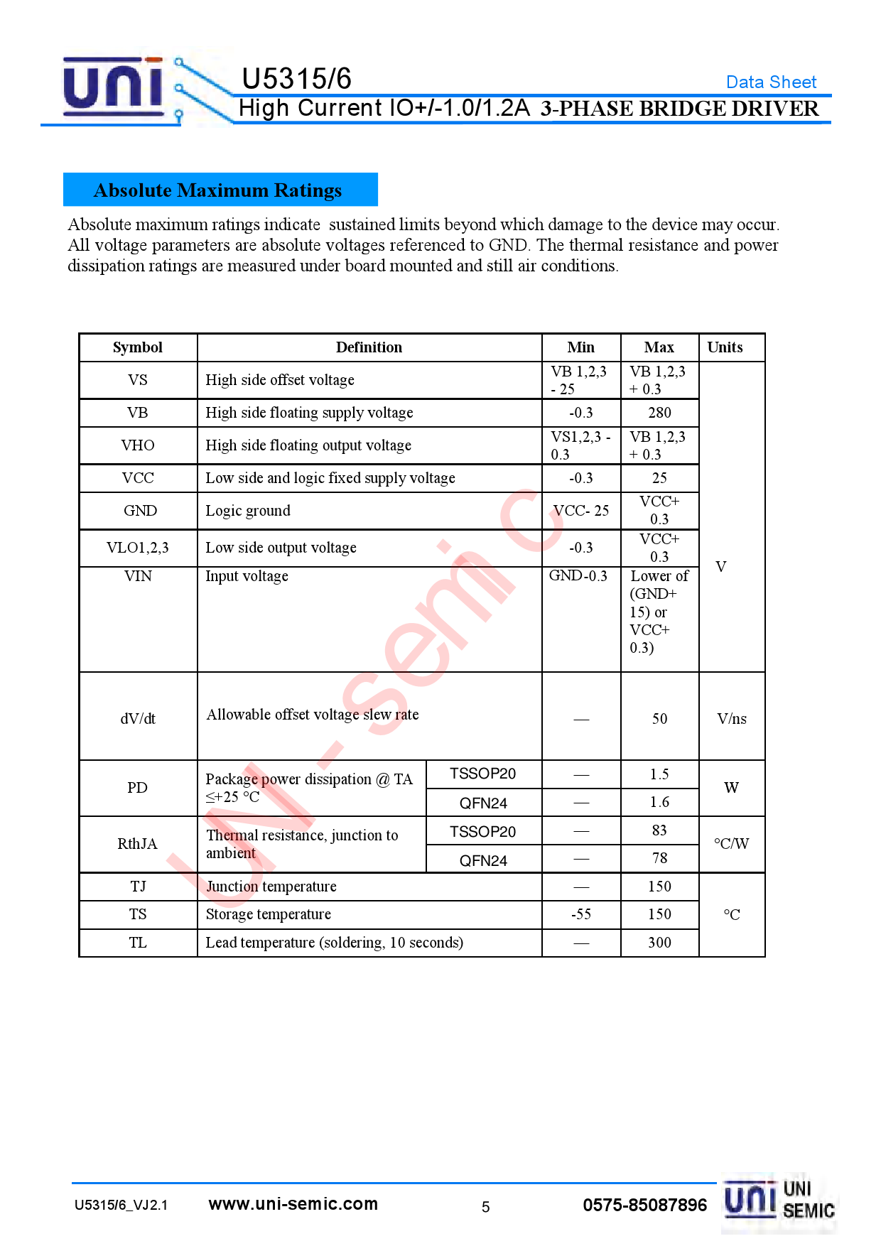 U5315_（UNI-SEMI(宇力半导体)）U5315中文资料_价格_PDF手册-立创电子商城