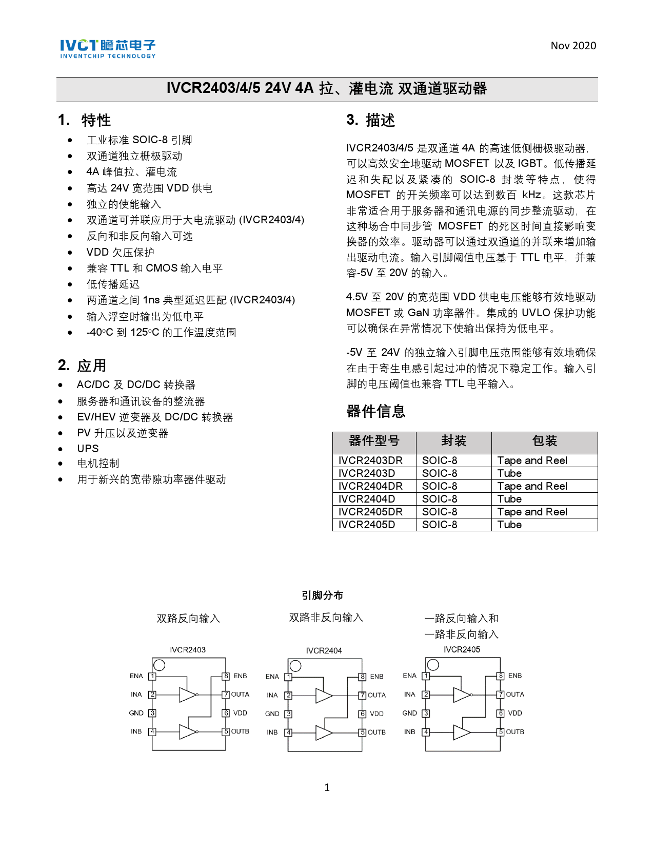 IVCR2404DR_（inventchip(瞻芯电子)）IVCR2404DR中文资料_价格_PDF手册-立创电子商城