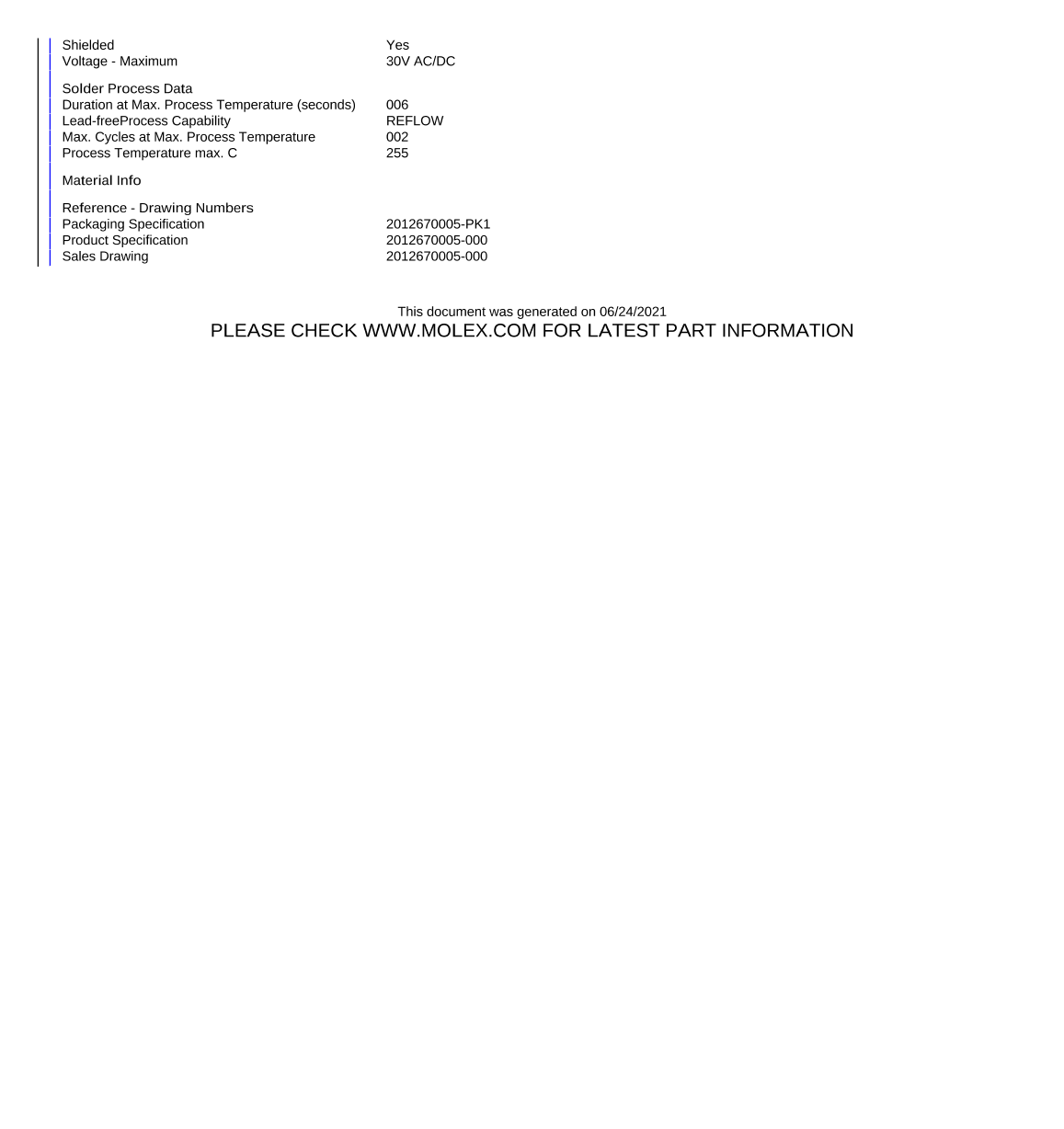 2012670005_（MOLEX）2012670005中文资料_价格_PDF手册-立创电子商城