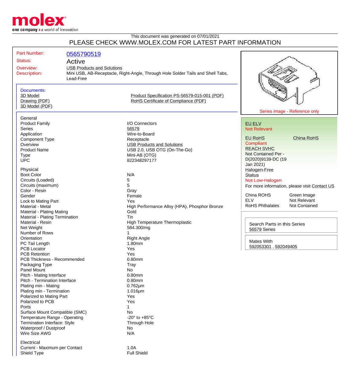565790519_（MOLEX）565790519中文资料_价格_PDF手册-立创电子商城