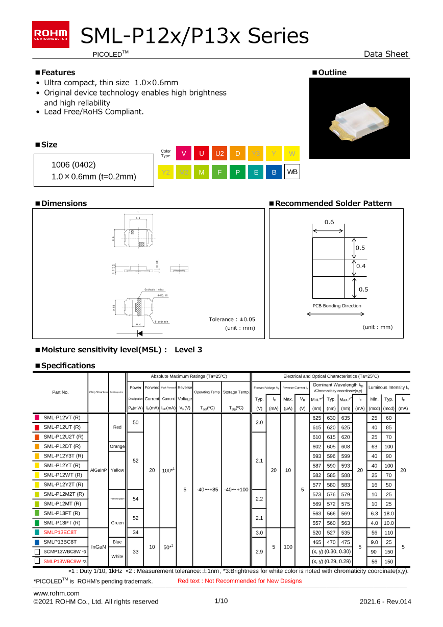 SML-P13PTT86R_（ROHM(罗姆)）SML-P13PTT86R中文资料_价格_PDF手册-立创电子商城