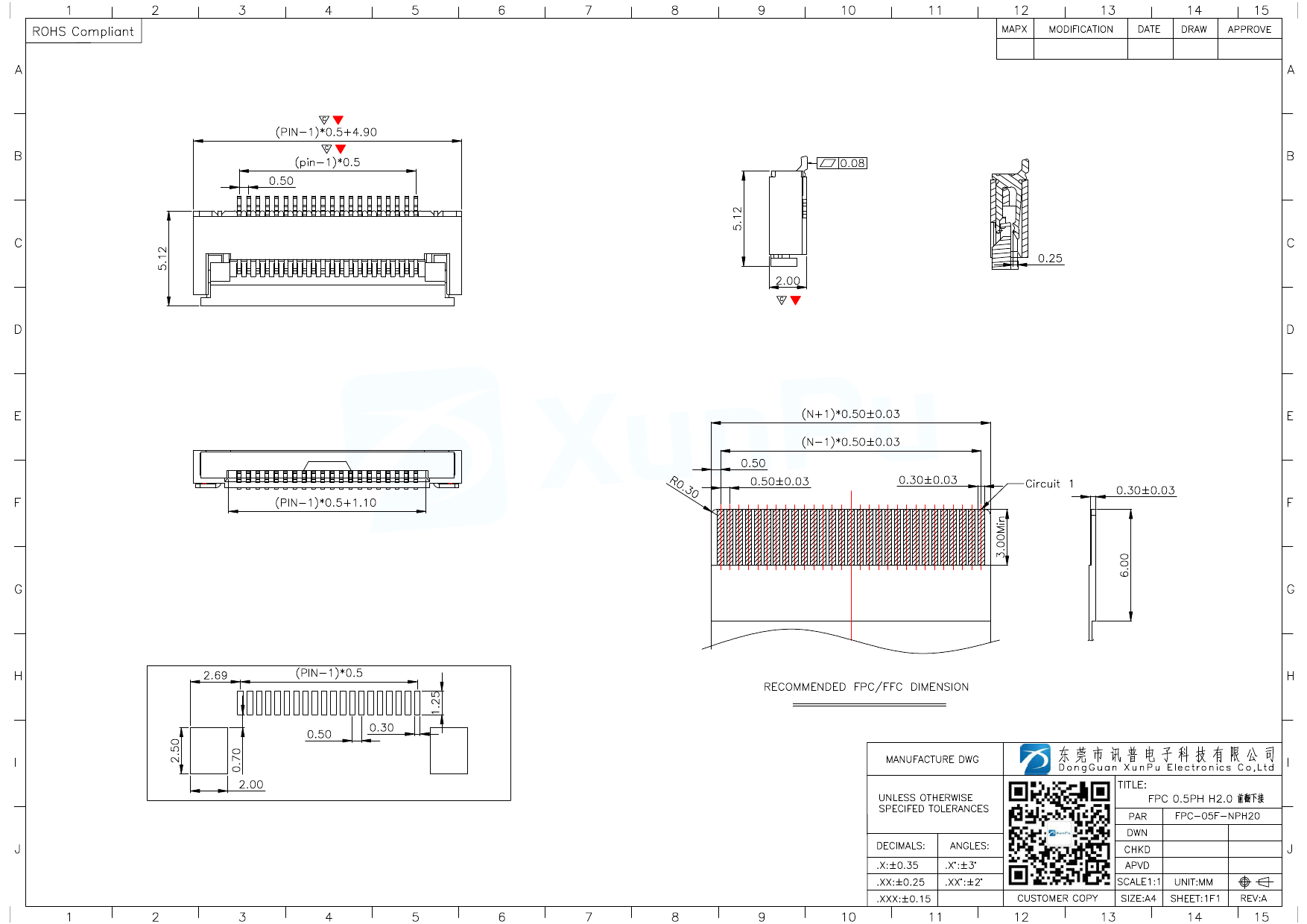 FPC-05F-6PH20_（XUNPU(讯普)）FPC-05F-6PH20中文资料_价格_PDF手册-立创电子商城