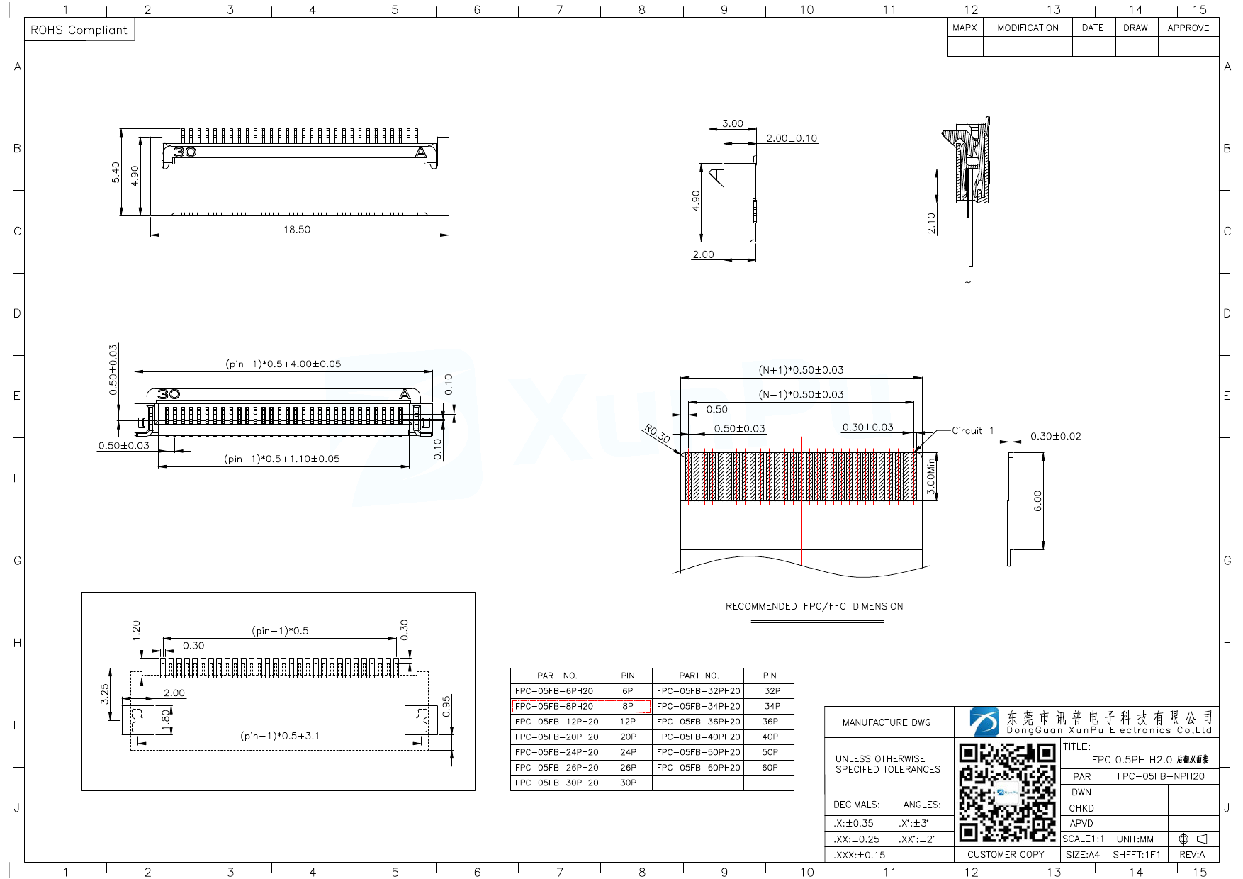 FPC-05FB-6PH20_（XUNPU(讯普)）FPC-05FB-6PH20中文资料_价格_PDF手册-立创电子商城