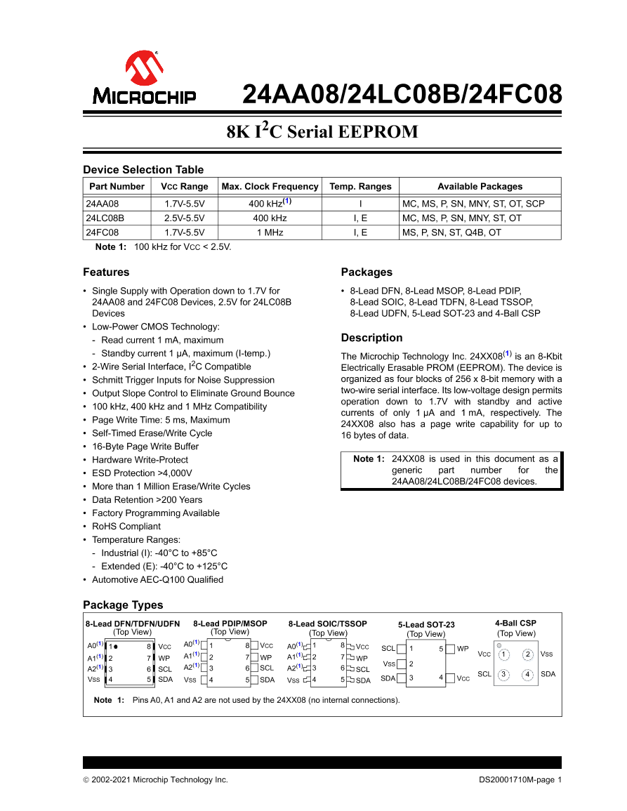 24LC08BT-I/OT_（MICROCHIP(美国微芯)）24LC08BT-I/OT中文资料_价格_PDF手册-立创电子商城