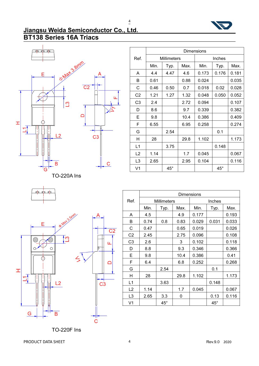 BT139-800E_（WEIDA(韦达)）BT139-800E中文资料_价格_PDF手册-立创电子商城