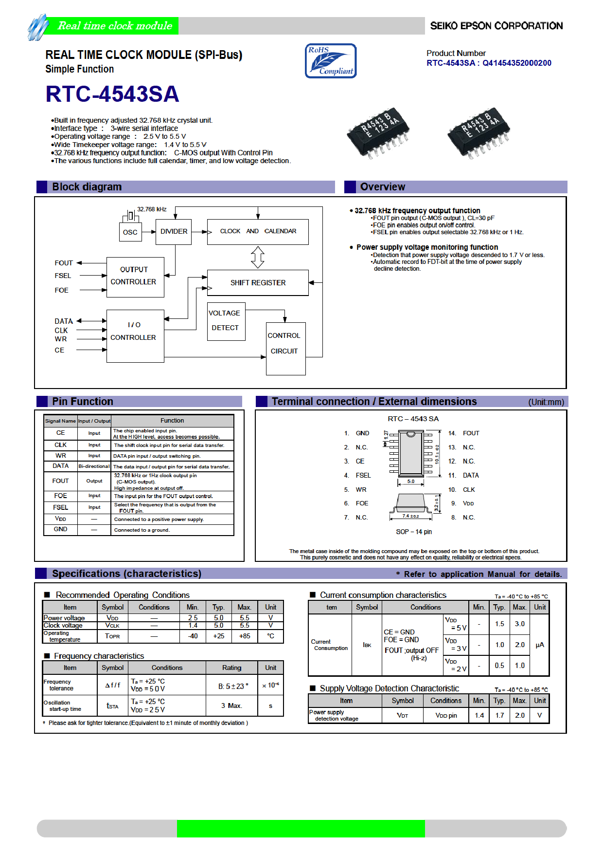 RTC-4543SA:B3:PURE SN_（EPSON(爱普生)）RTC-4543SA:B3:PURE SN中文资料_价格_PDF手册-立创电子商城