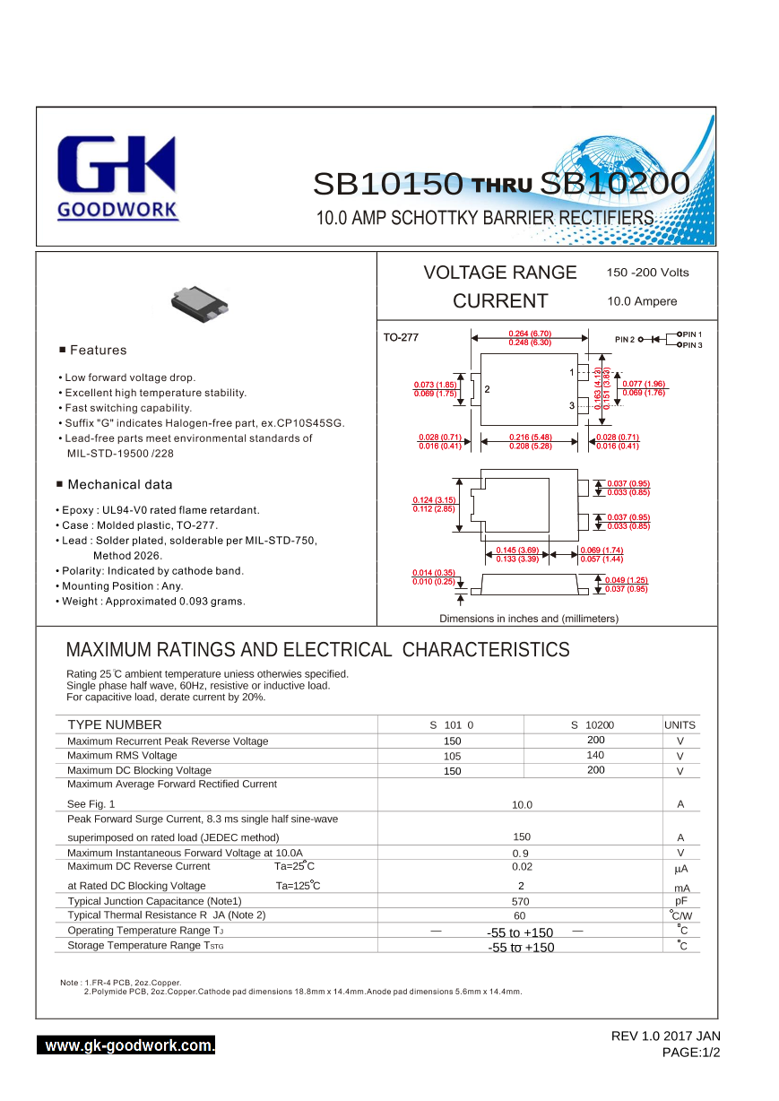 SB10200_（GOODWORK(固得沃克)）SB10200中文资料_价格_PDF手册-立创电子商城
