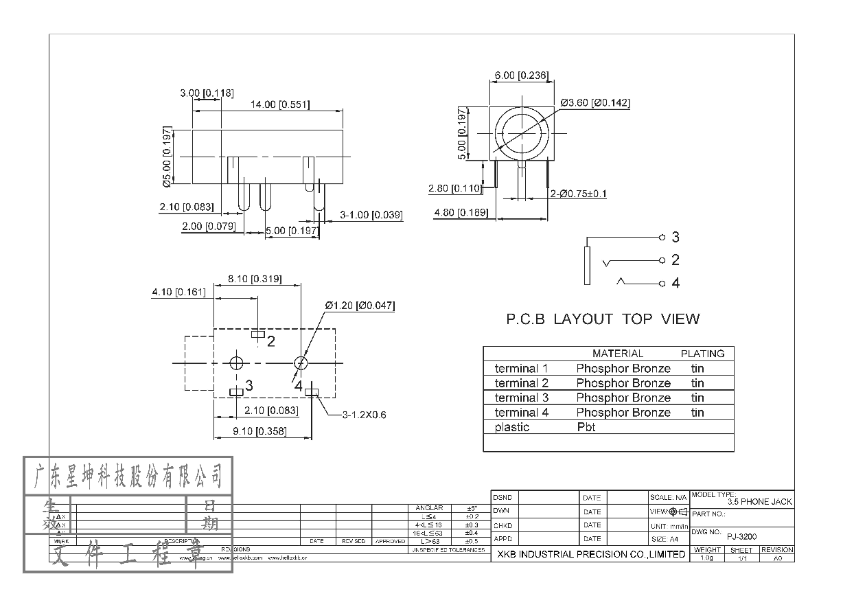 PJ-3200_（XKB Connectivity(中国星坤)）PJ-3200中文资料_价格_PDF手册-立创电子商城