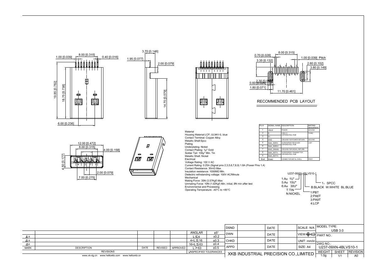 U237-091N-4BLVS10-1_（XKB Connectivity(中国星坤)）U237-091N-4BLVS10-1中文资料_价格 ...