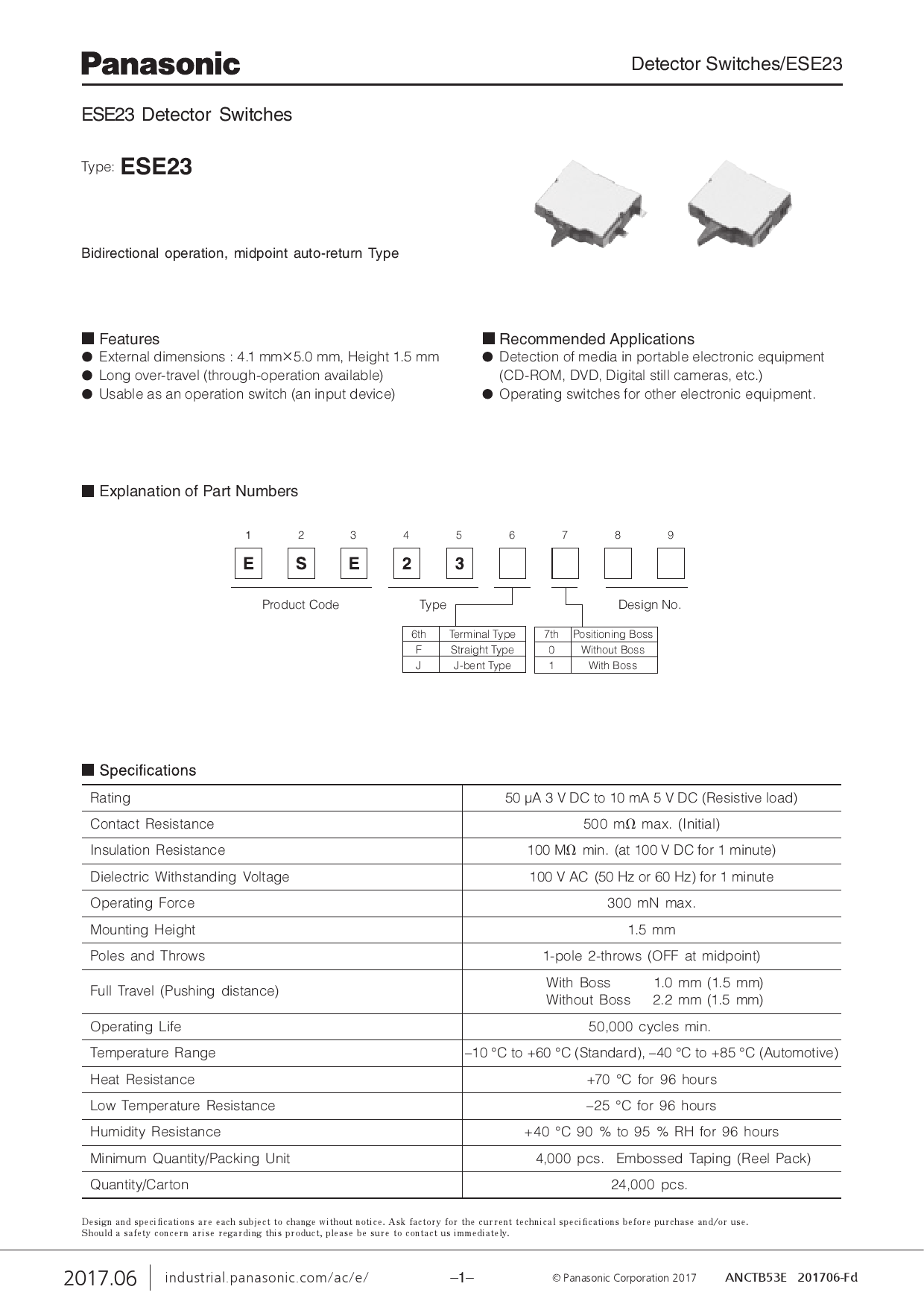 ESE23F001_（PANASONIC(松下)）ESE23F001中文资料_价格_PDF手册-立创电子商城
