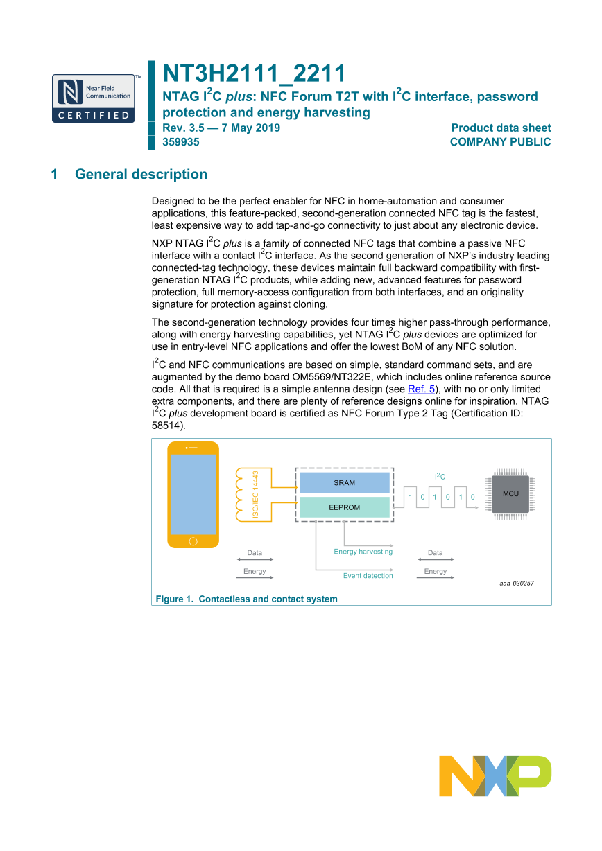 NT3H2211W0FHKH_（NXP(恩智浦)）NT3H2211W0FHKH中文资料_价格_PDF手册-立创电子商城