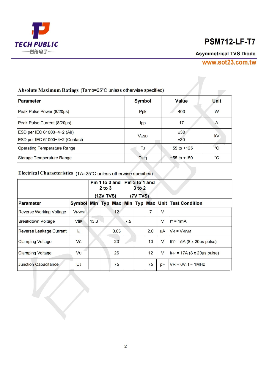 PSM712-LF-T7_（TECH PUBLIC(台舟)）PSM712-LF-T7中文资料_价格_PDF手册-立创电子商城