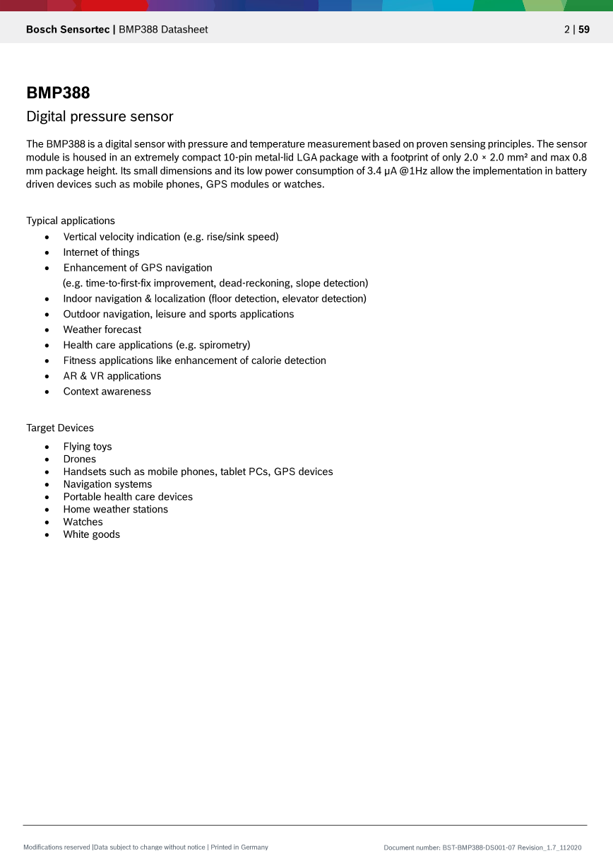 BMP388_（Bosch(博世)）BMP388中文资料_价格_PDF手册-立创电子商城