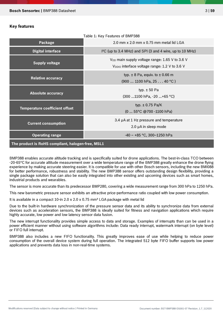 BMP388_（Bosch(博世)）BMP388中文资料_价格_PDF手册-立创电子商城