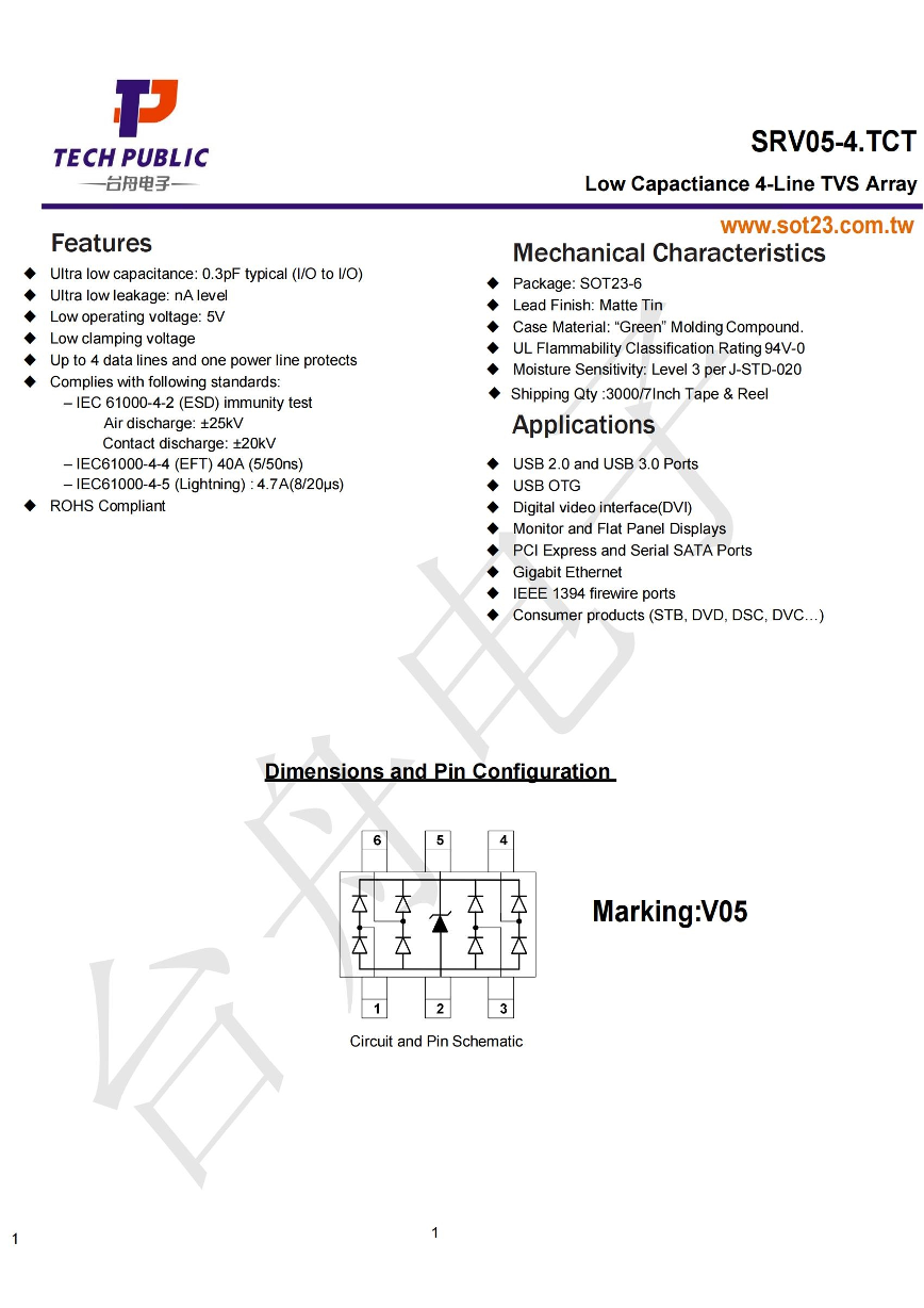 SRV05-4.TCT_（TECH PUBLIC(台舟)）SRV05-4.TCT中文资料_价格_PDF手册-立创电子商城