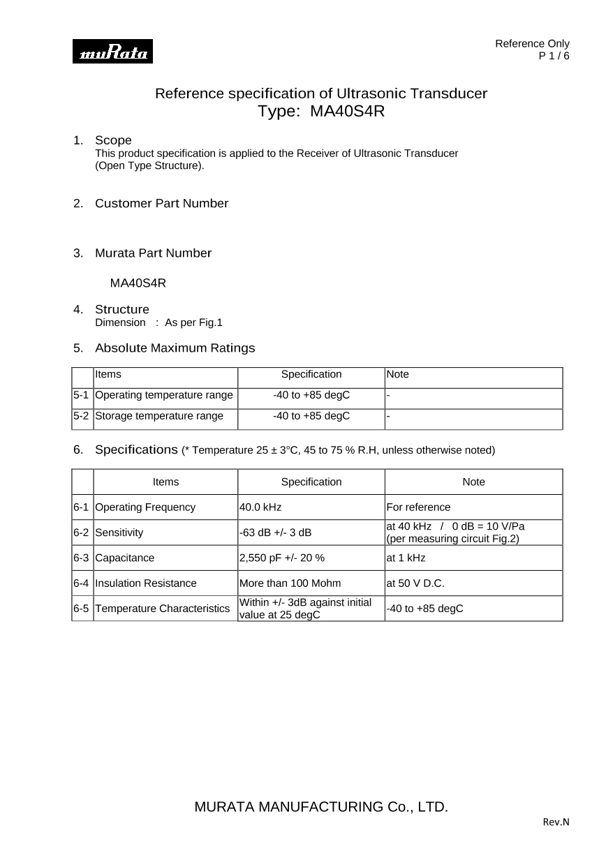 MA40S4R_（muRata(村田)）MA40S4R中文资料_价格_PDF手册-立创电子商城
