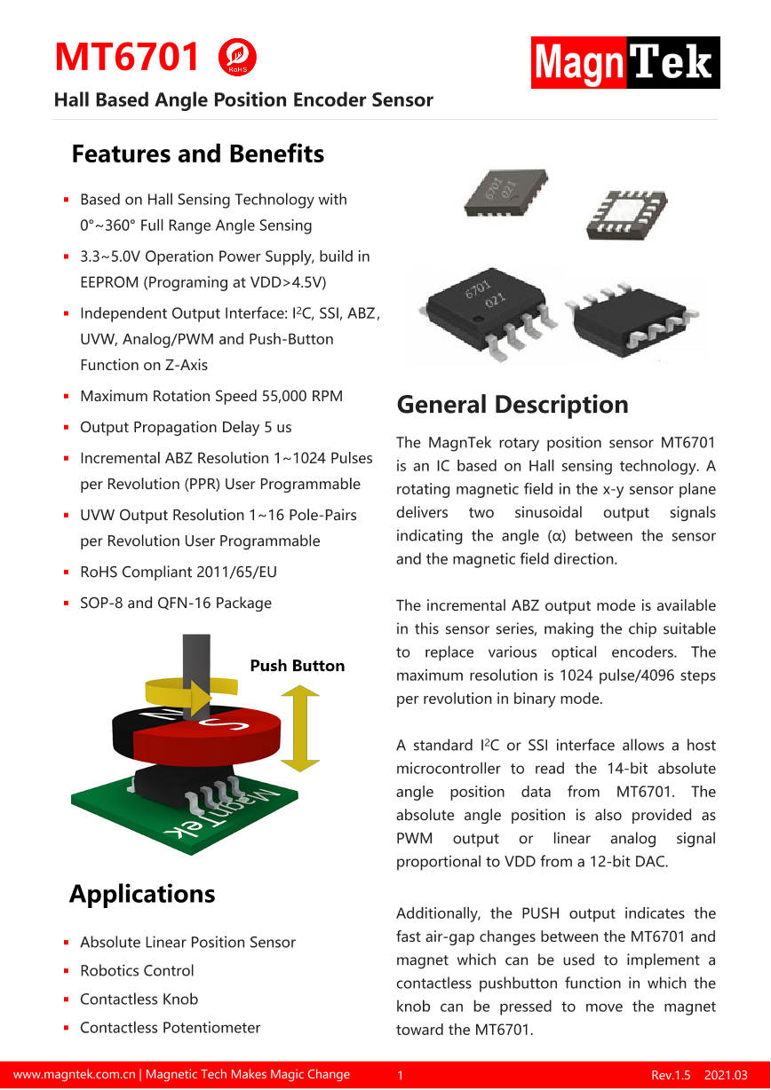 MT6701QT-STD_（MagnTek(麦歌恩)）MT6701QT-STD中文资料_价格_PDF手册-立创电子商城