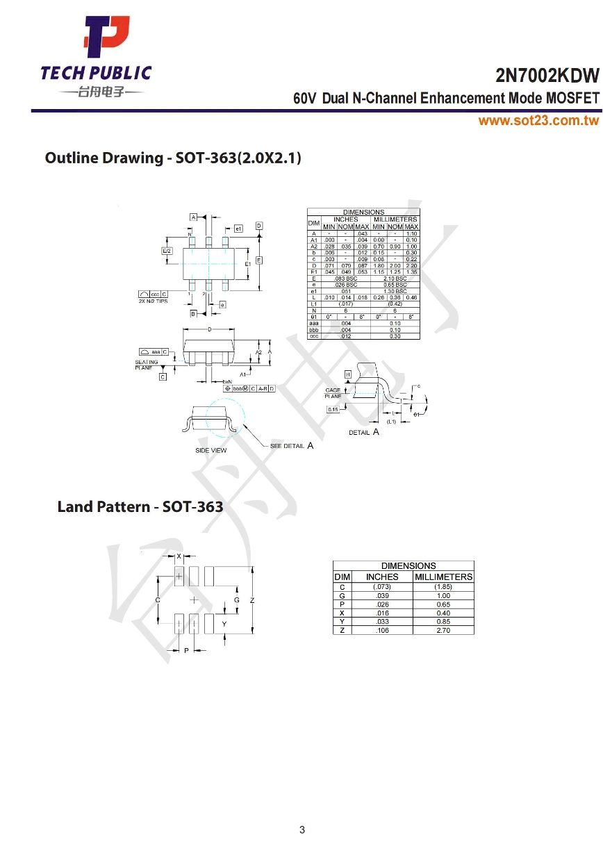 2N7002KDW_（TECH PUBLIC(台舟)）2N7002KDW中文资料_价格_PDF手册-立创电子商城